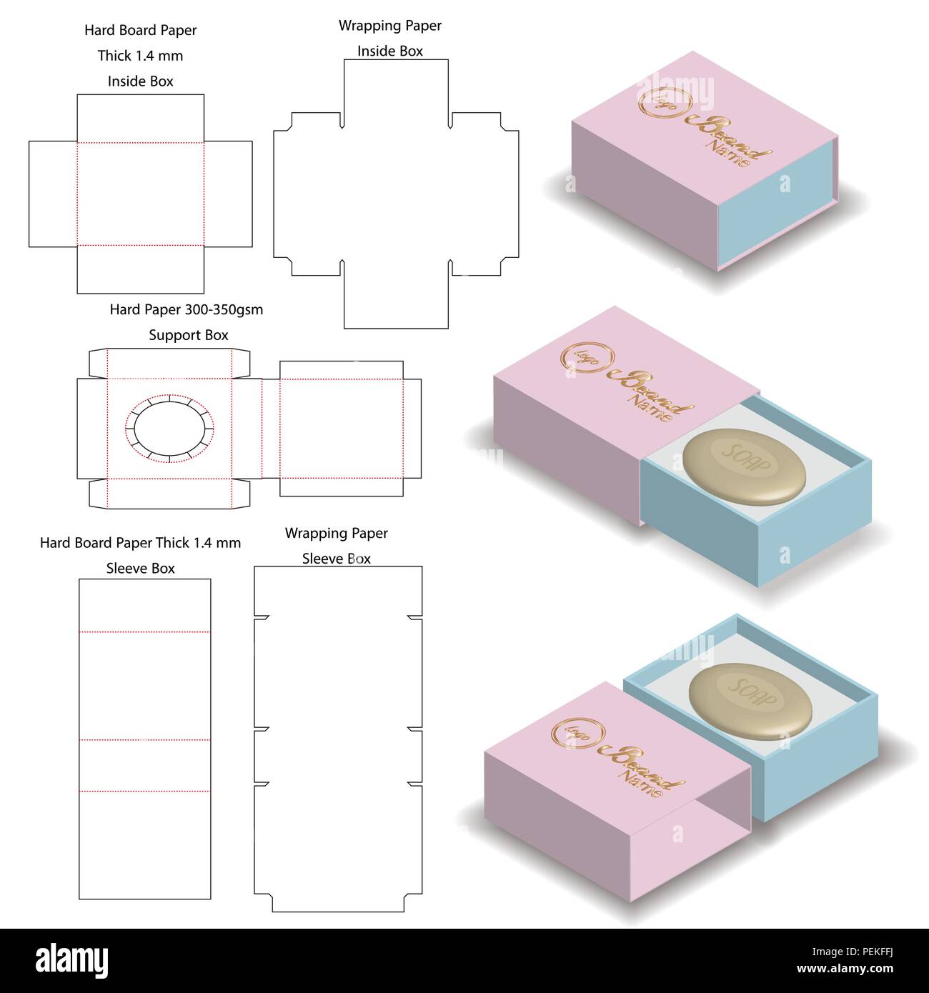 sleeve rigid box for soap mockup with dieline Stock Vector Image & Art ...