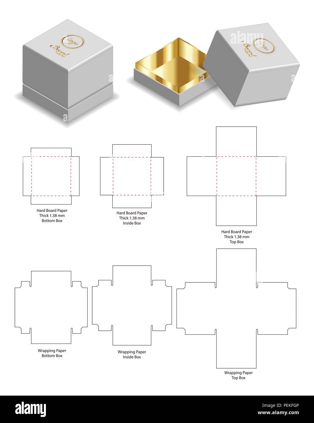 hard board paper rigid box 3d mockup with dieline Stock Vector Image ...