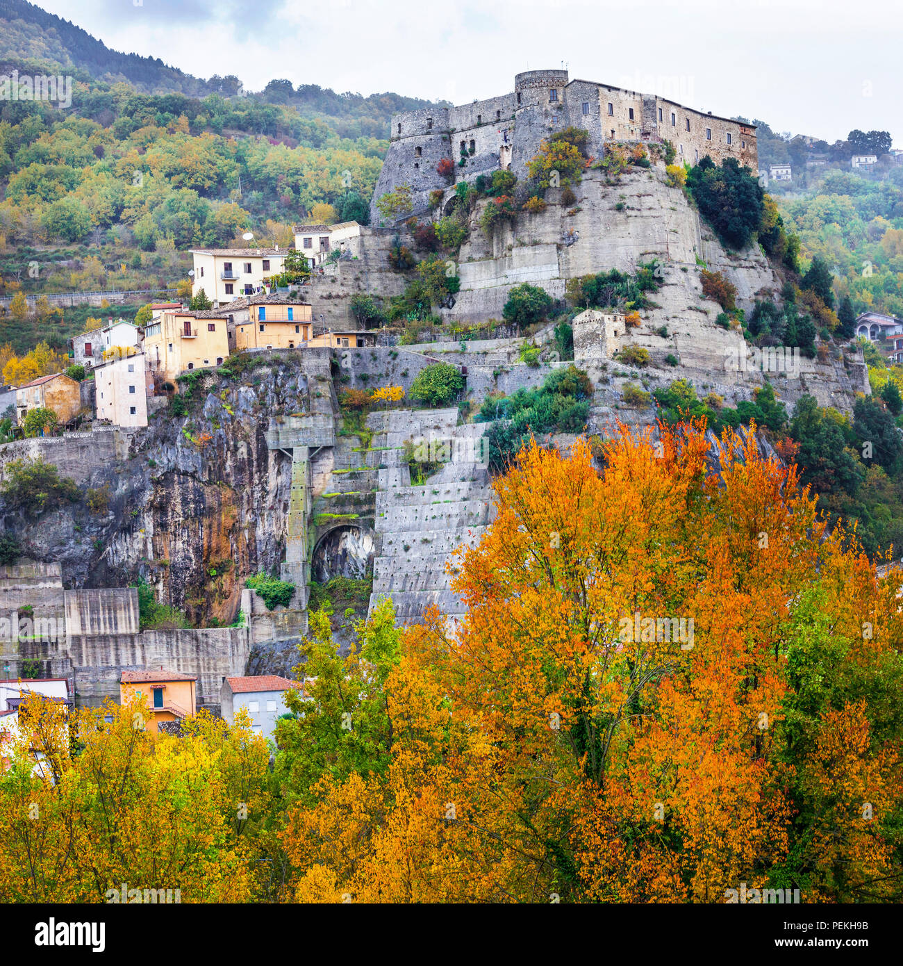 Impressive Cerro al Volturno village,view with old castle,Molise,Italy ...