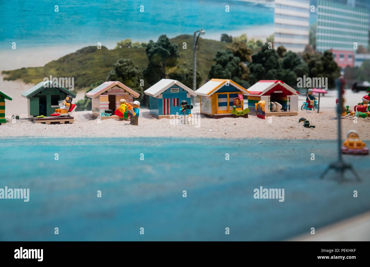Lego models of Brighton Beach Boxes at Legoworld Discovery Centre ...