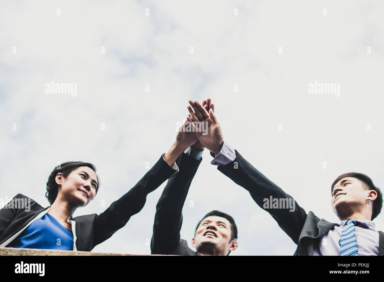 group of business people put hand on together, team work concept Stock ...