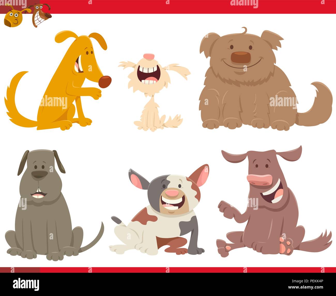 Cartoon Illustration of Happy Dogs or Puppies Animal Characters Set ...