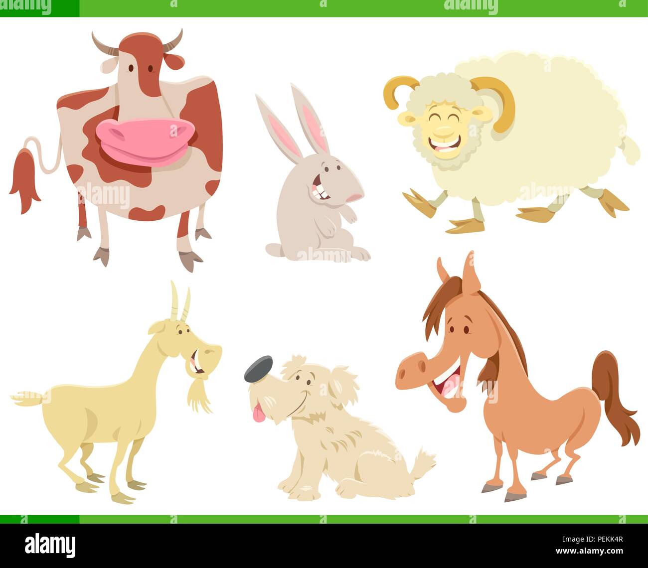 Cartoon Illustration of Happy Farm Animal Characters Set Stock Vector ...