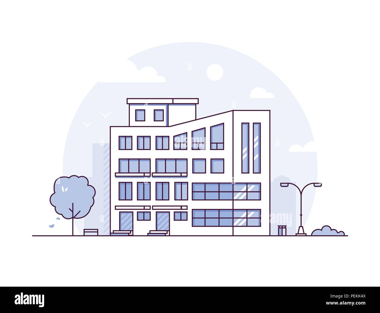 Cityscape - modern thin line design style vector illustration Stock ...