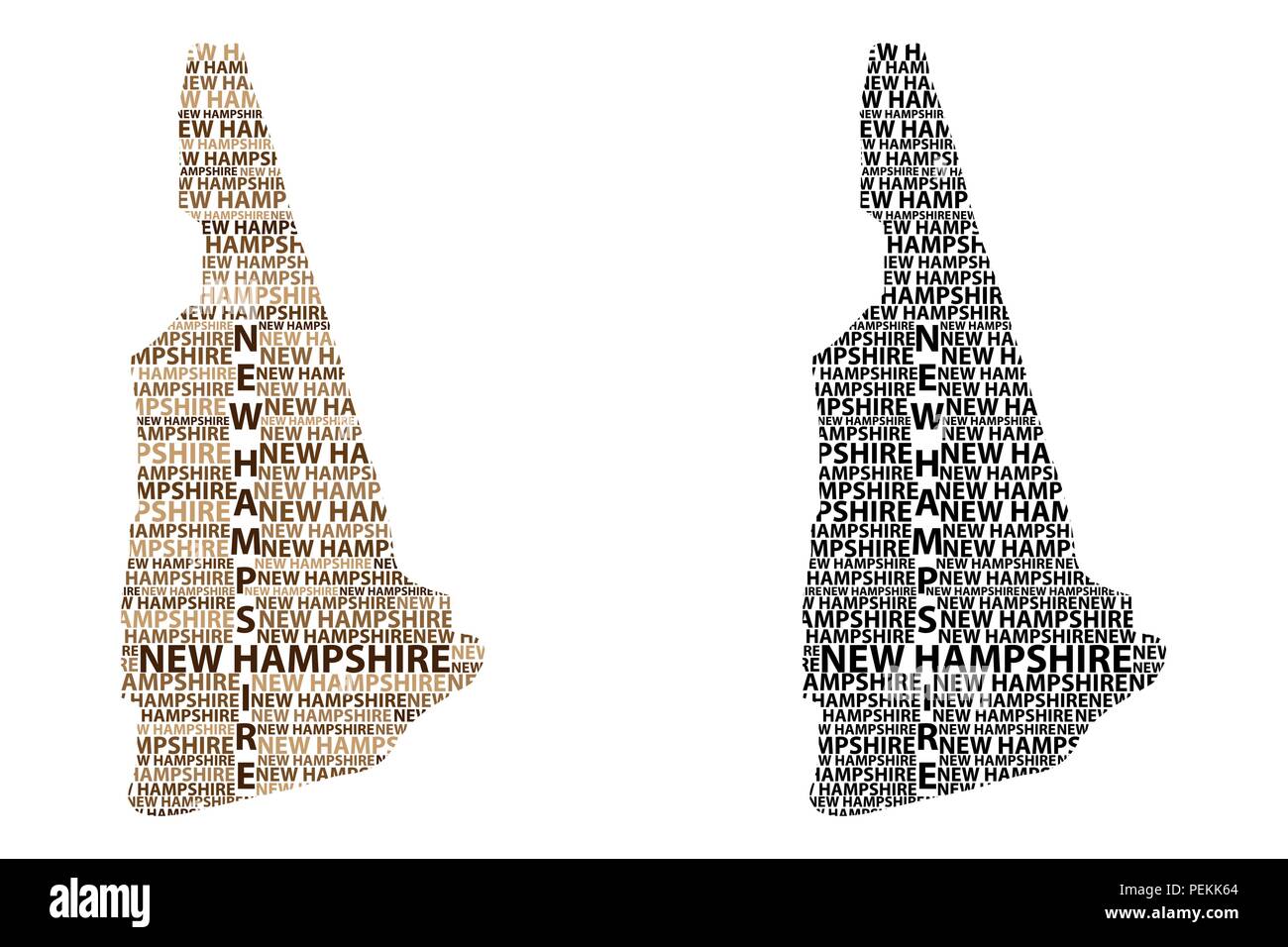 Sketch New Hampshire (United States of America) letter text map, New ...
