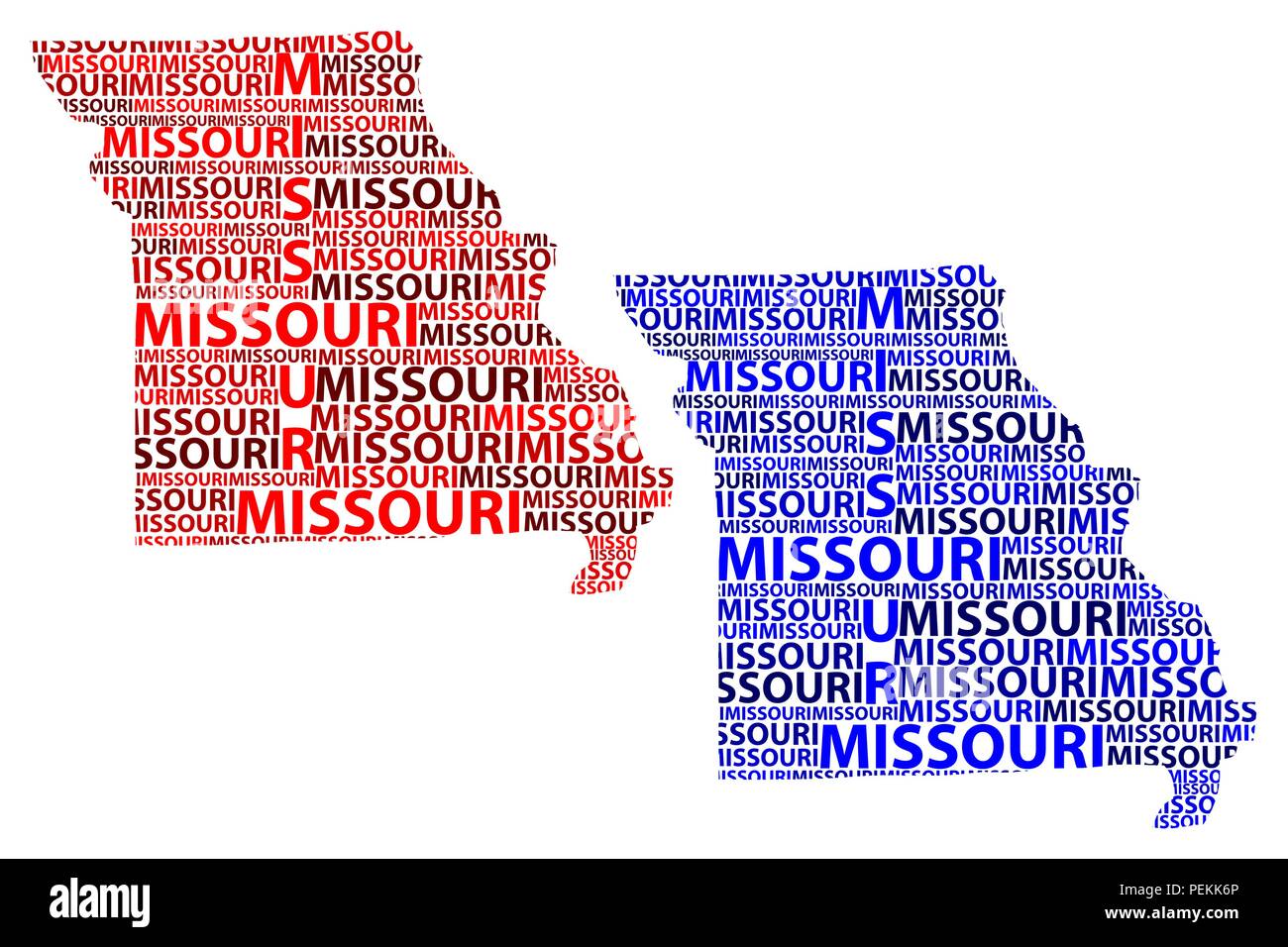 Sketch Missouri (United States of America) letter text map, Missouri ...