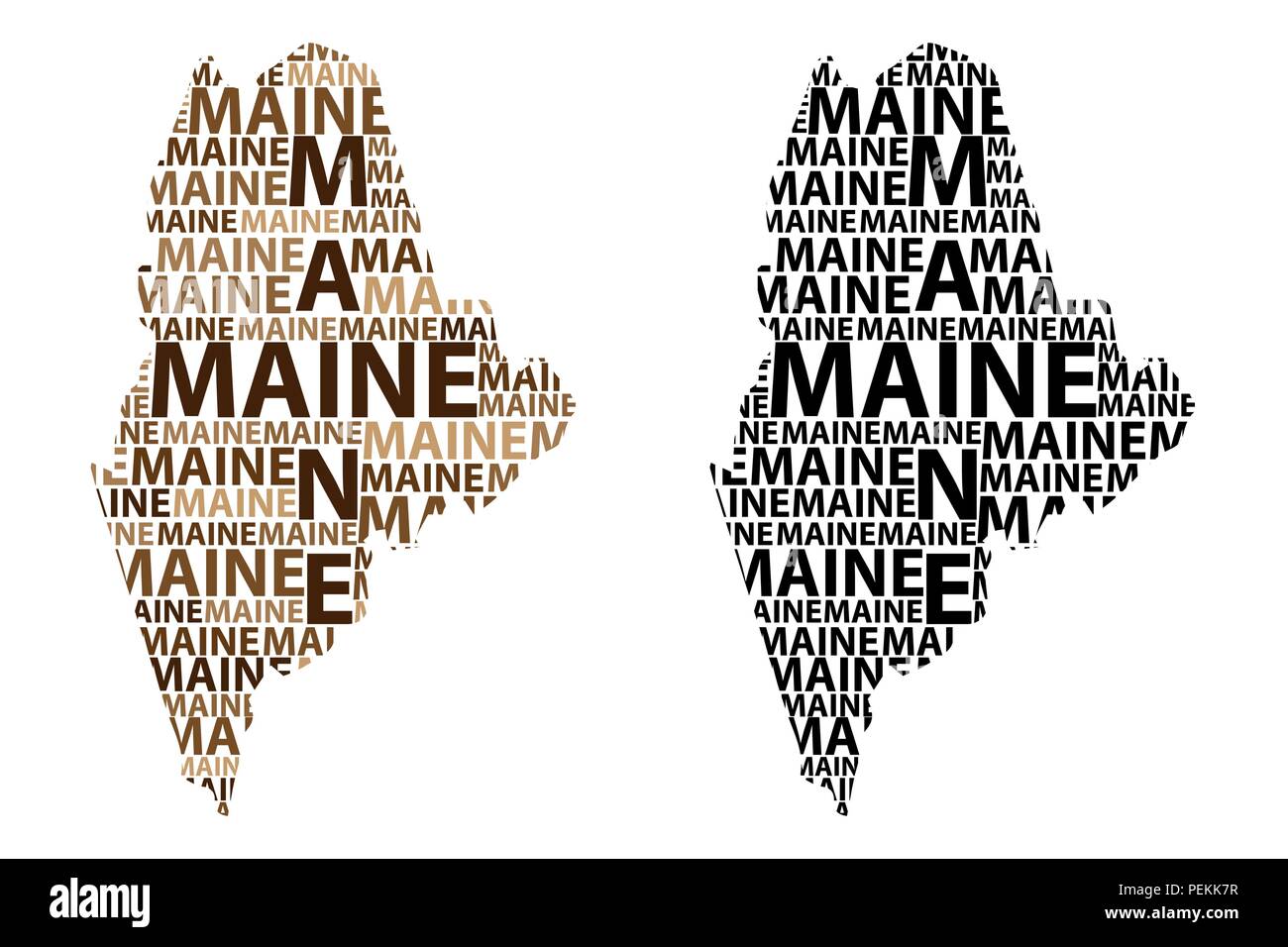 Sketch Maine (United States of America) letter text map, Maine map - in ...