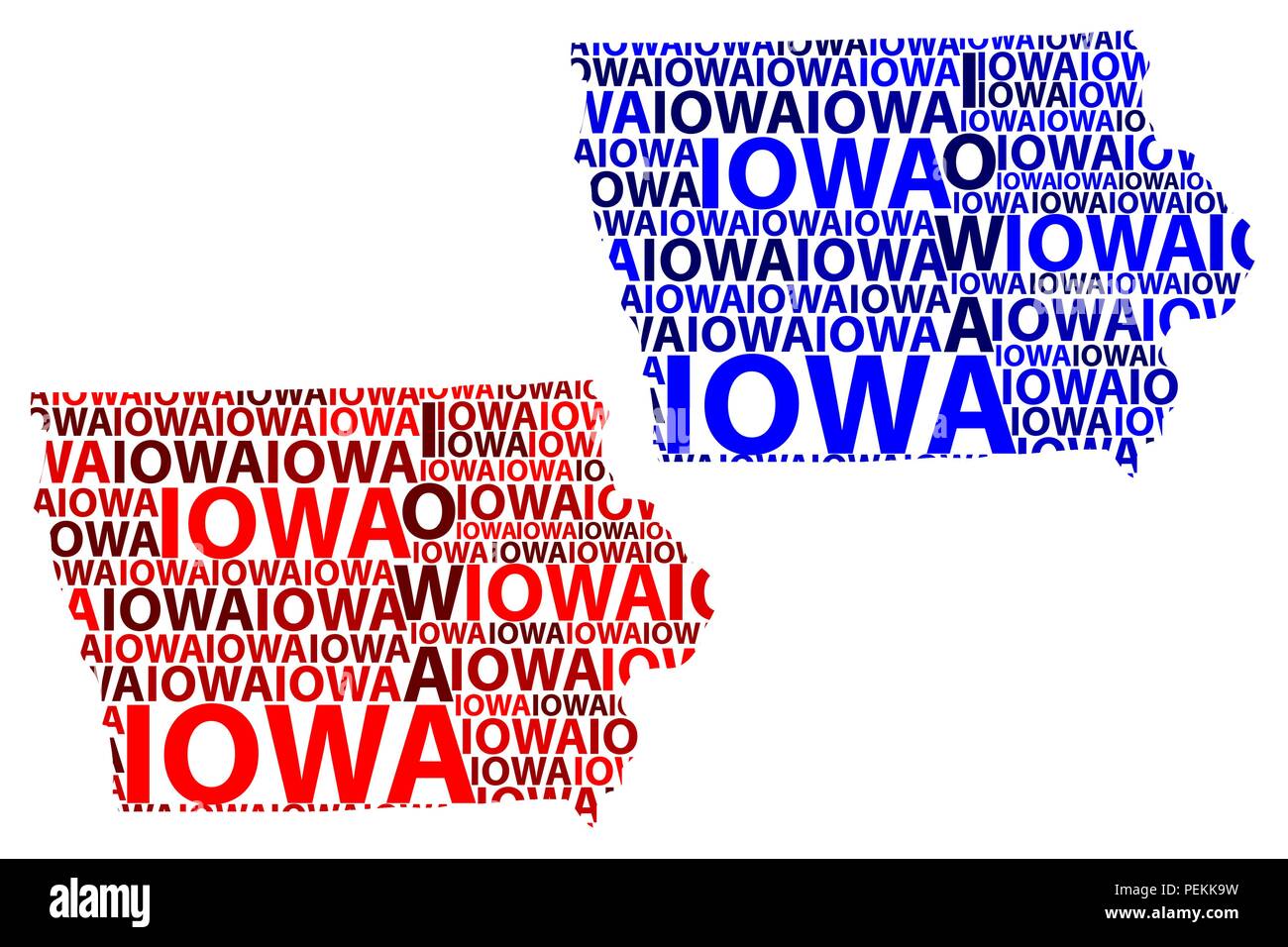 Sketch Iowa (United States of America) letter text map, Iowa map - in ...
