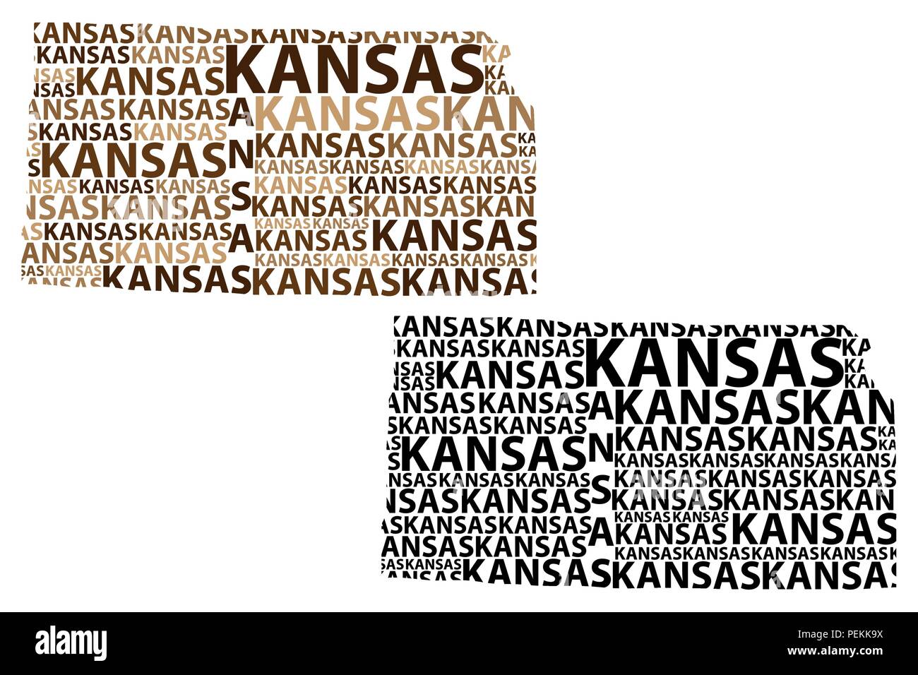 Sketch Kansas (United States of America) letter text map, Kansas map ...
