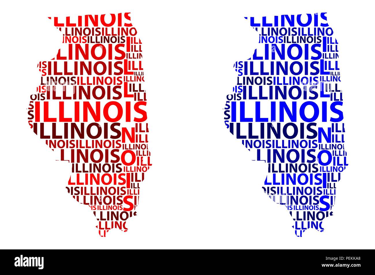 Illinois map typography hi-res stock photography and images - Alamy