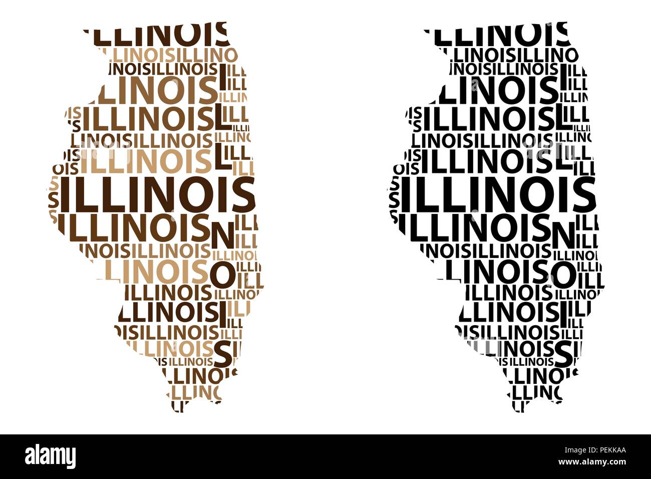 Sketch Illinois (United States of America) letter text map, Illinois ...