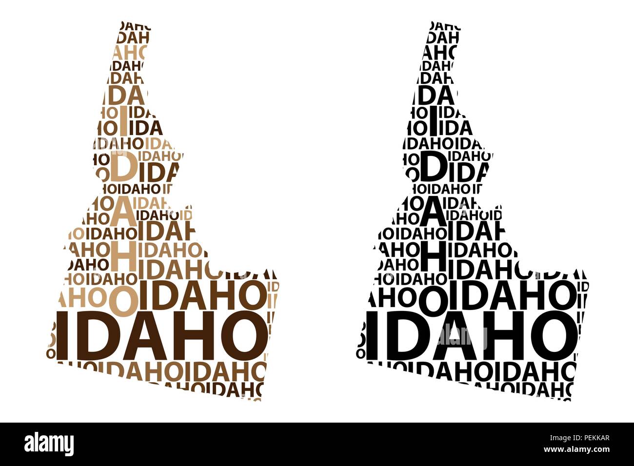 Sketch Idaho (United States of America) letter text map, Idaho map - in ...
