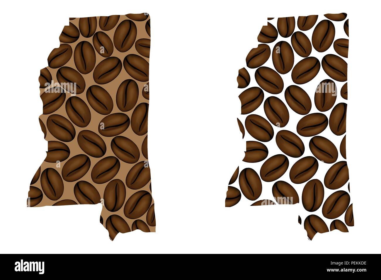 Mississippi (United States of America) - map of coffee bean ...