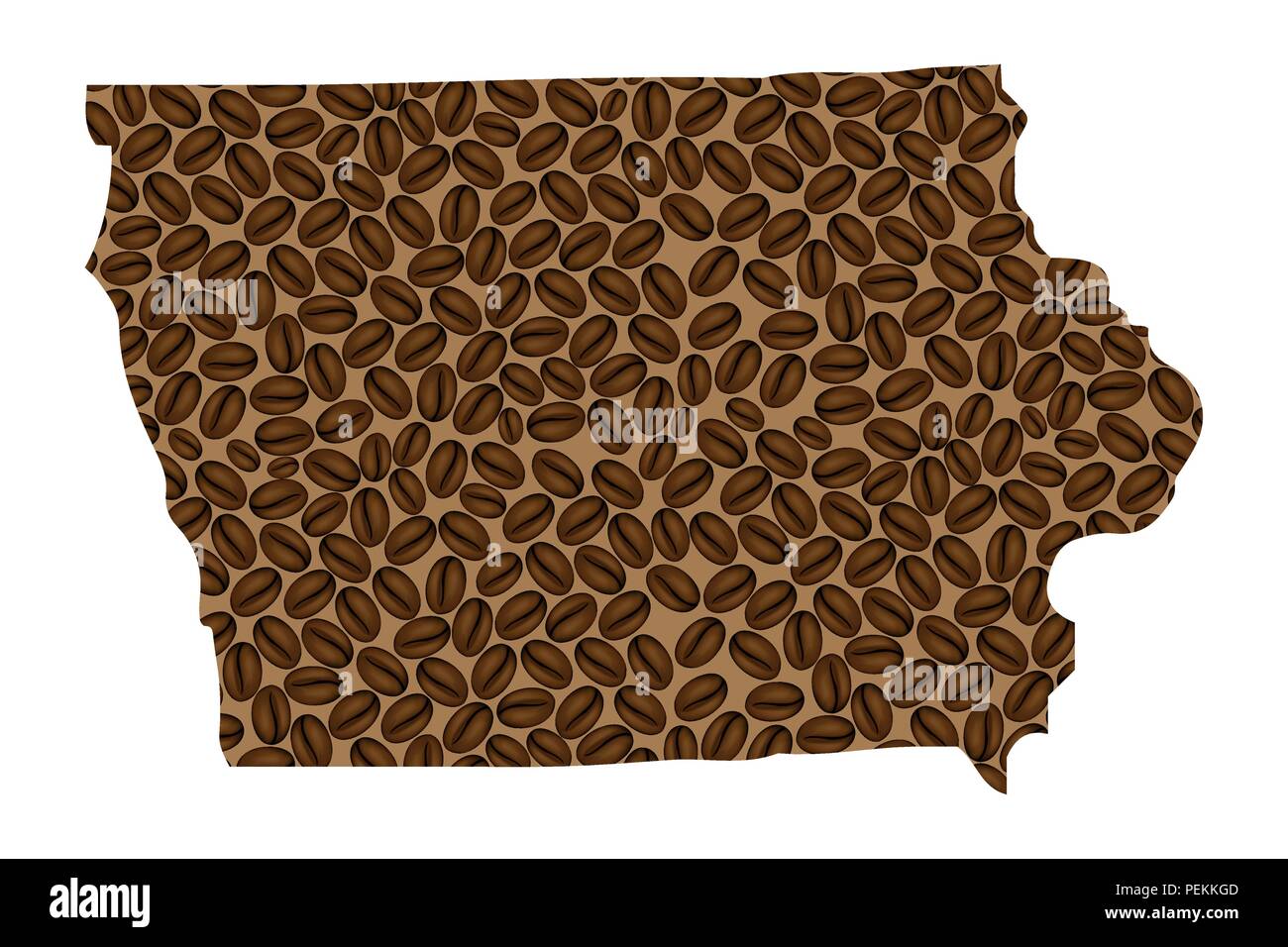 Iowa (United States of America) - map of coffee bean, Iowa map made of ...