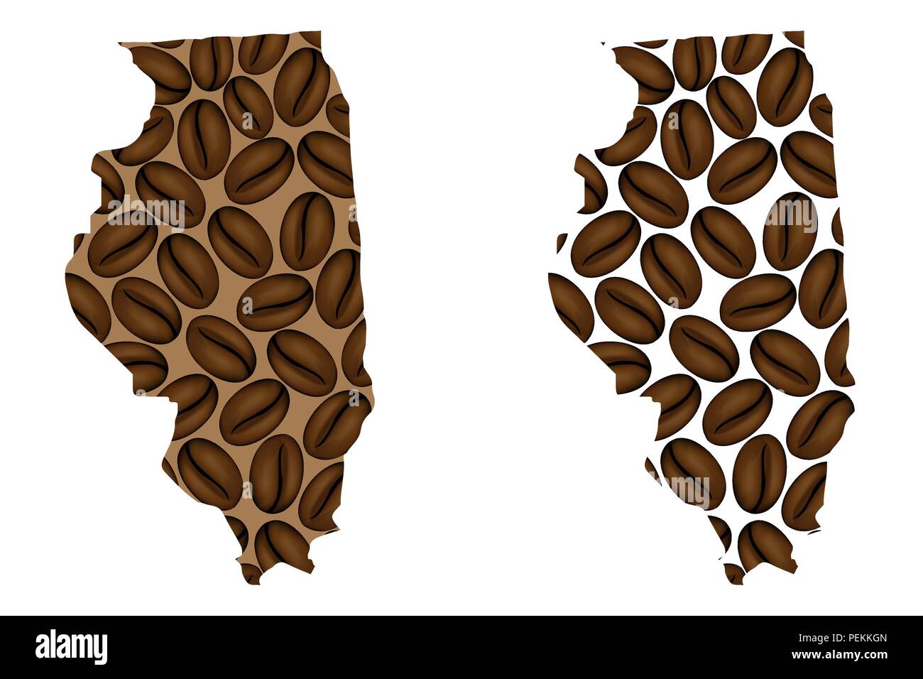 Illinois (United States of America) - map of coffee bean, Illinois map ...