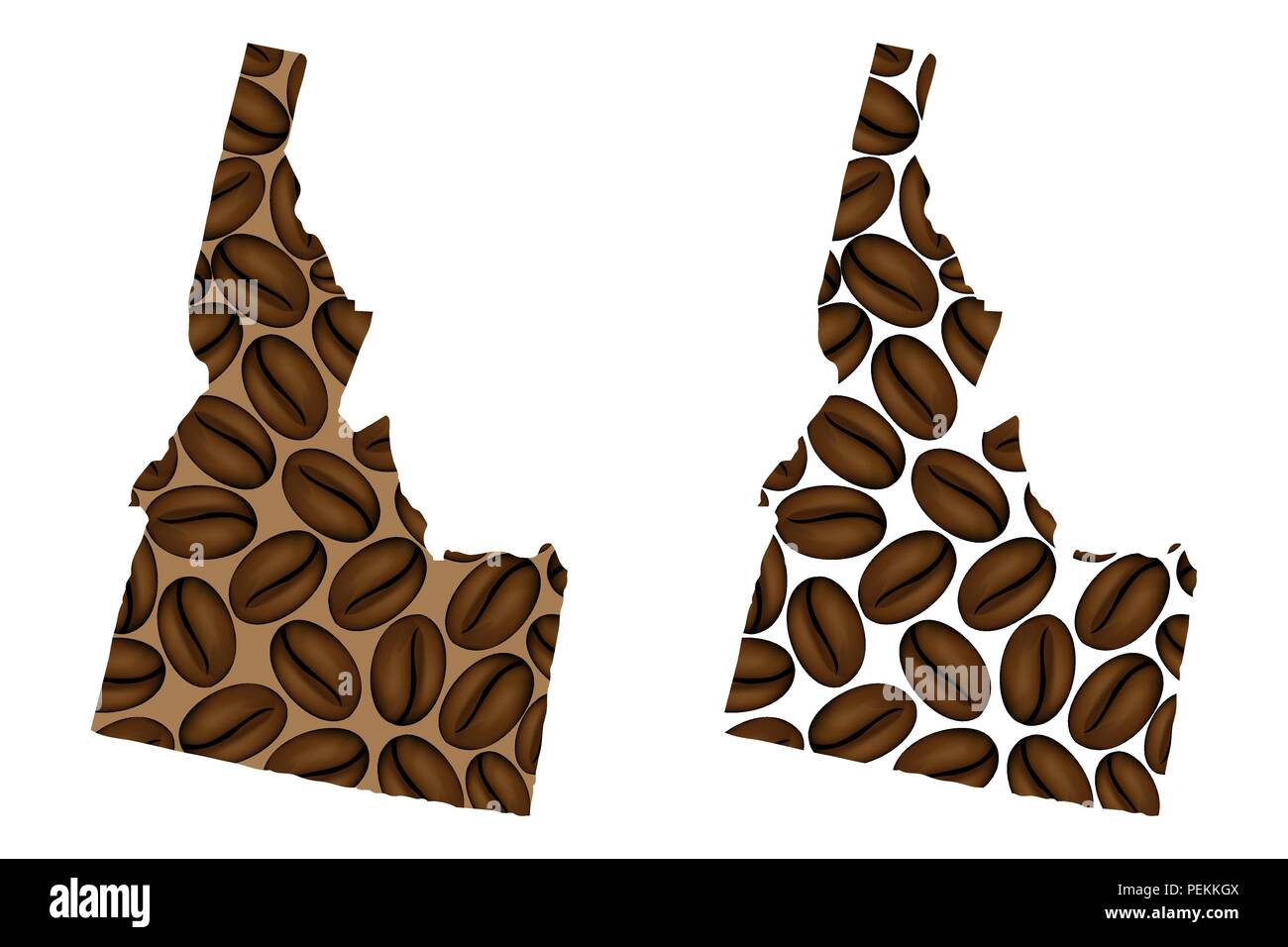 Idaho (United States of America) - map of coffee bean, Idaho map made ...