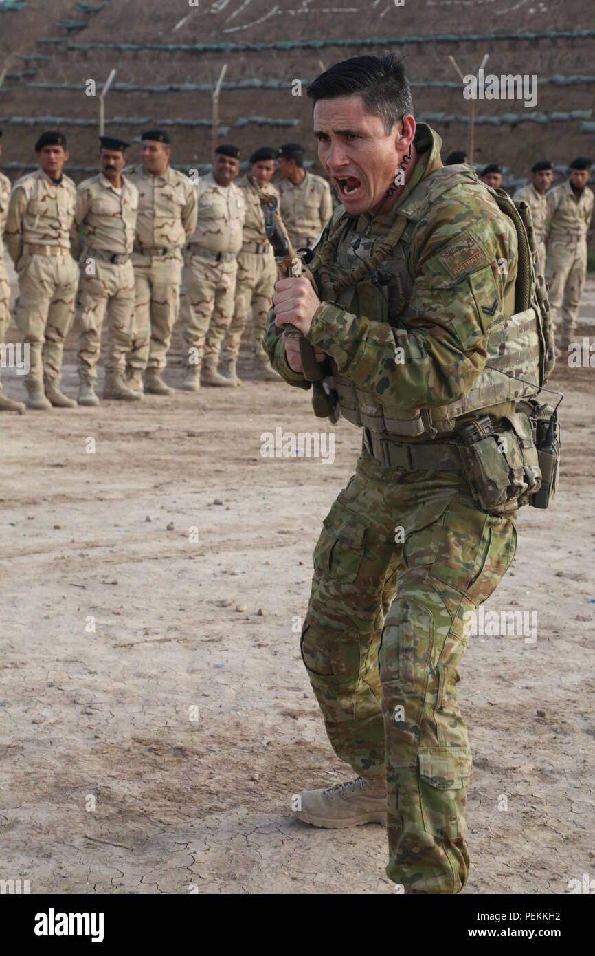 An Australian soldier, assigned as a Task Group Taji Trainer ...