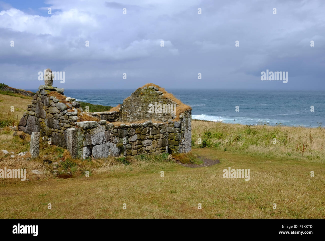 The ruins of St Helen's Chapel, Cape Cornwall, UK Stock Photo - Alamy