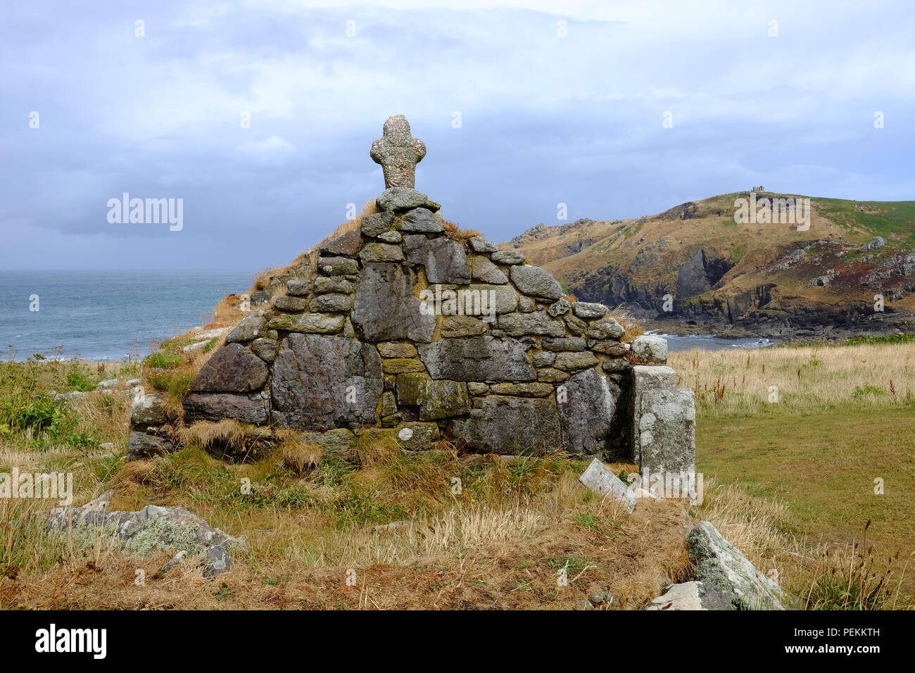 The ruins of St Helen's Chapel, Cape Cornwall, UK Stock Photo - Alamy