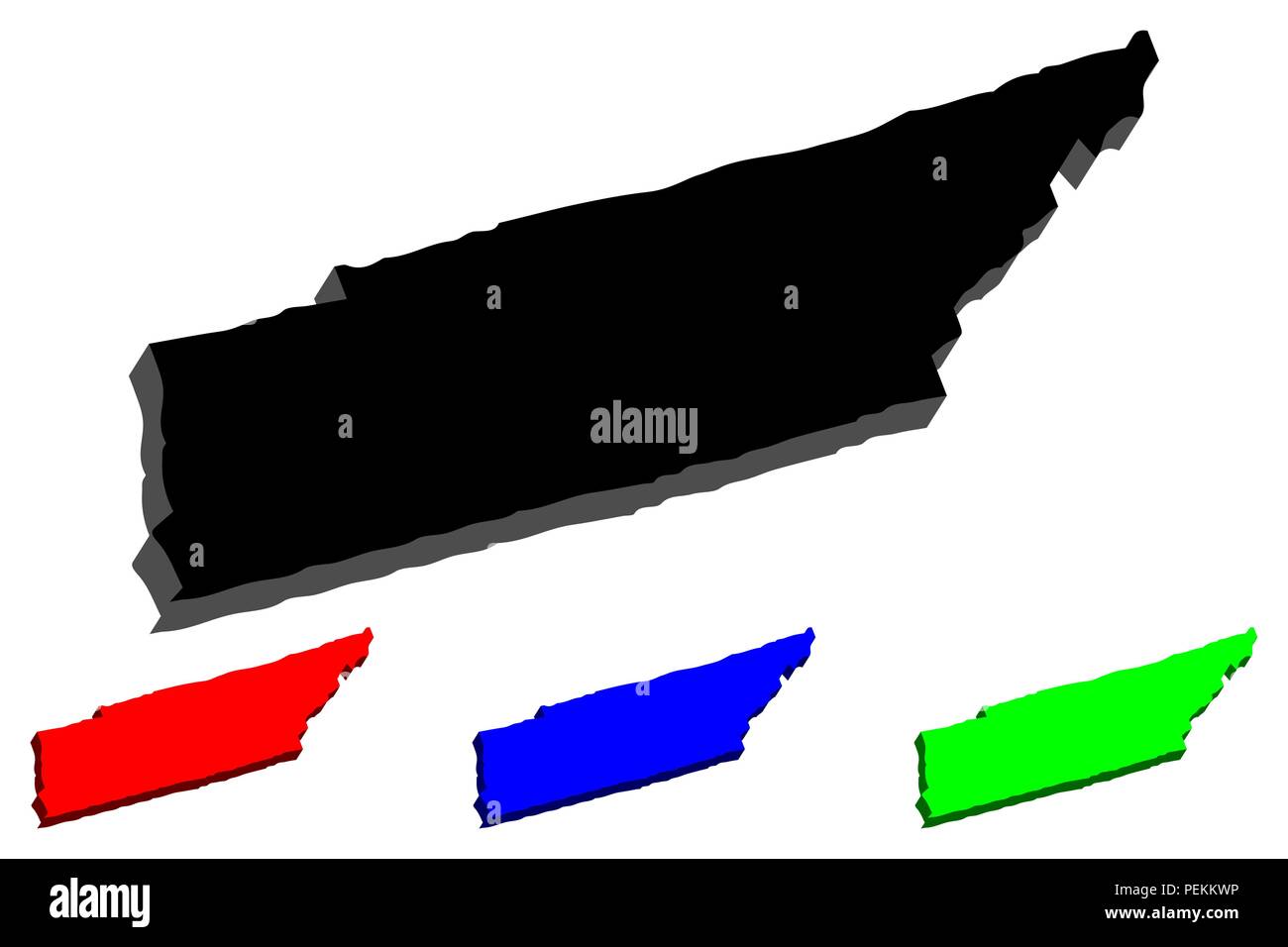 3D map of Tennessee (United States of America, The Volunteer State ...