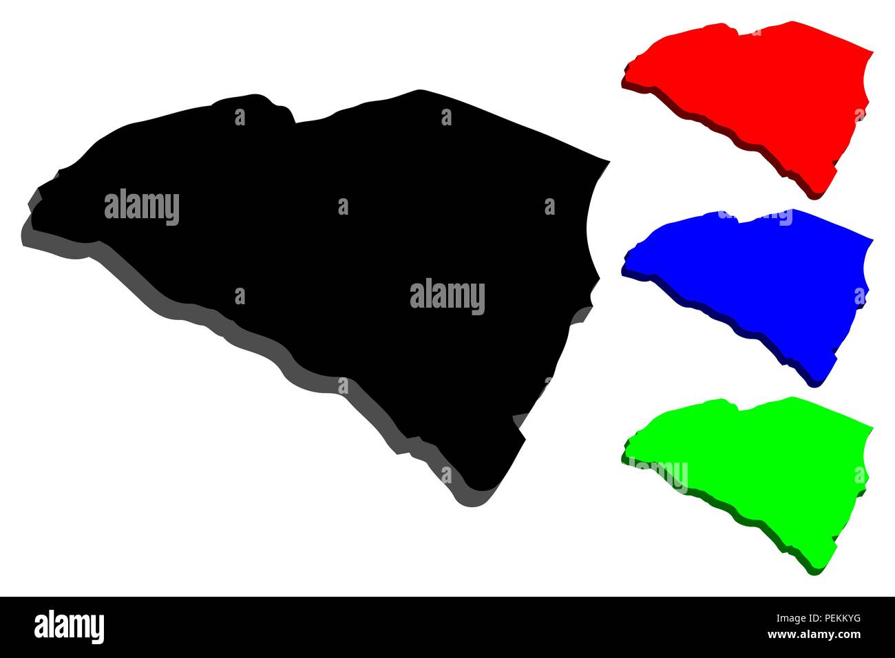 3D map of South Carolina (United States of America, The Palmetto State ...