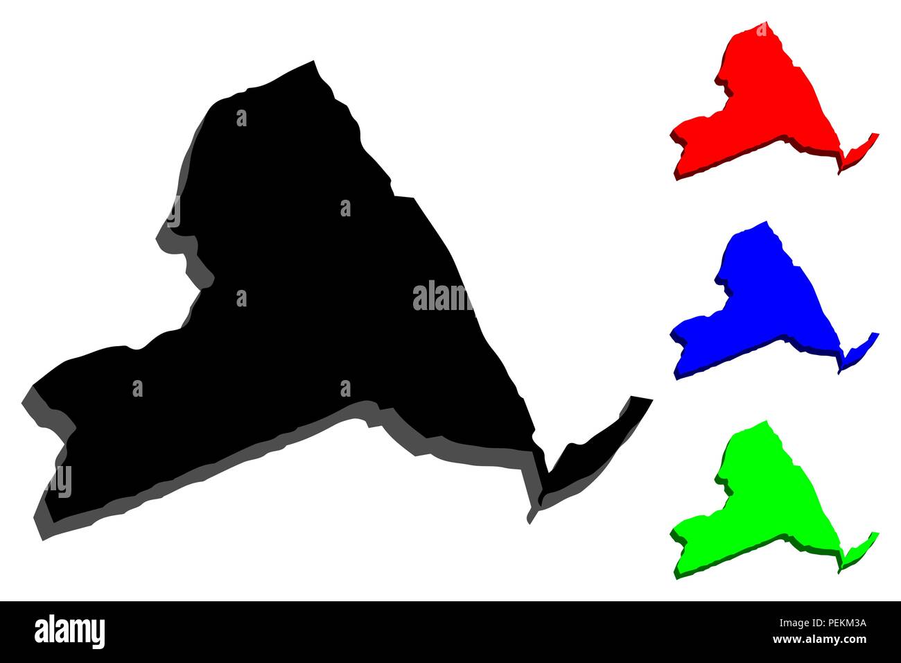 3D map of New York (United States of America, The Empire State) - black ...