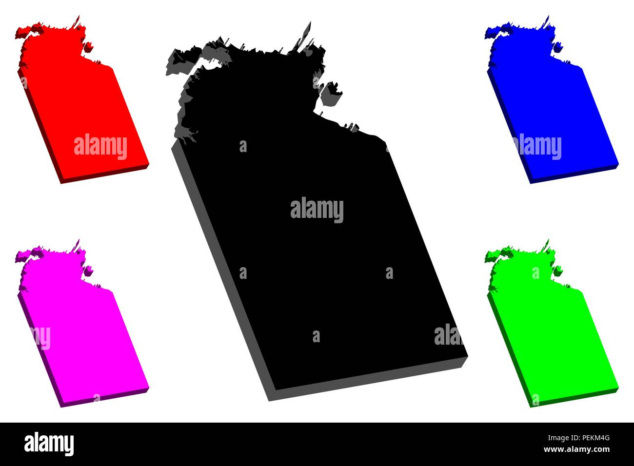 3D map of Northern Territory (Australian states and territories, NT ...