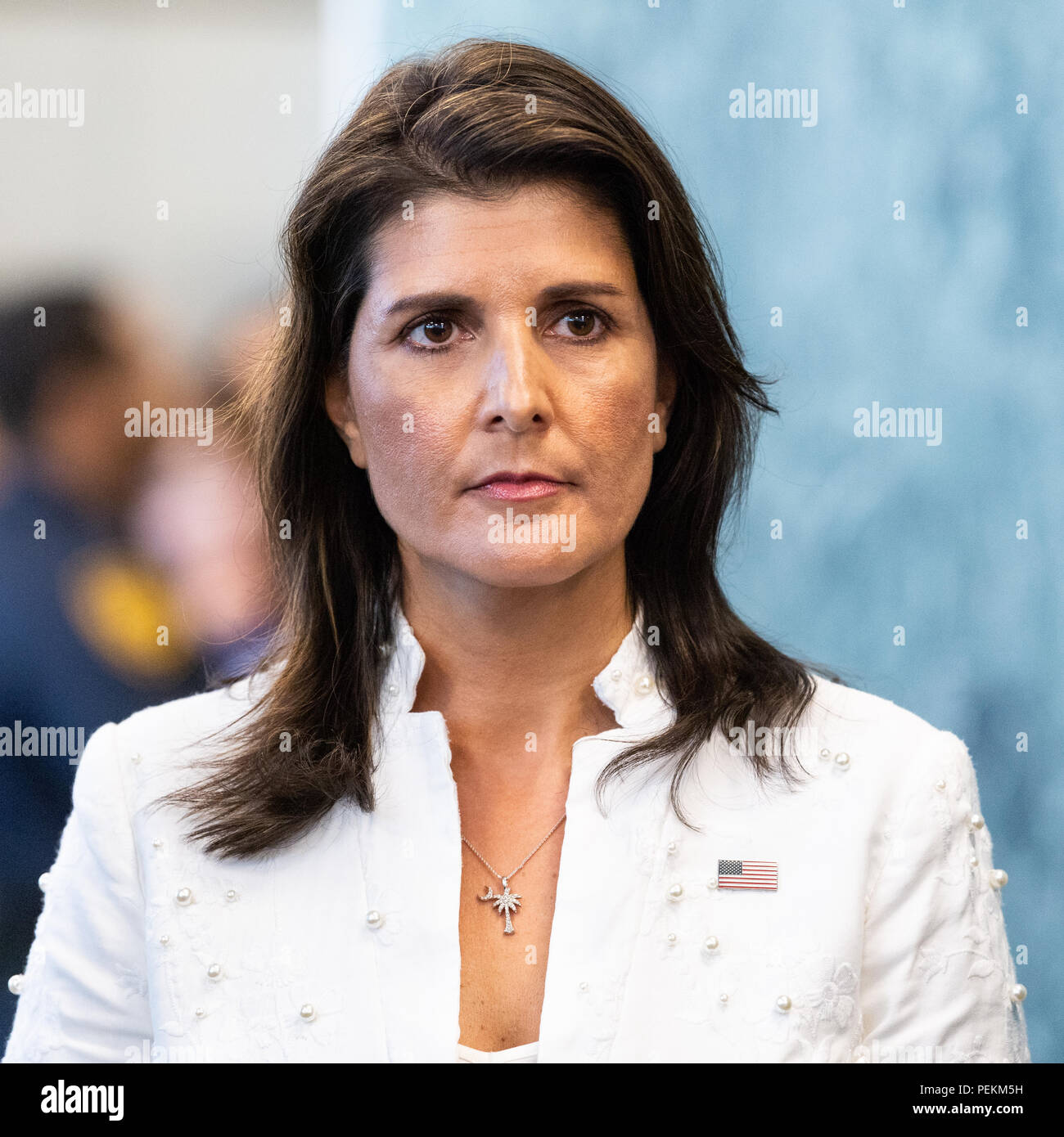 US Ambassador to the United Nations Nikki Haley at a press conference ...
