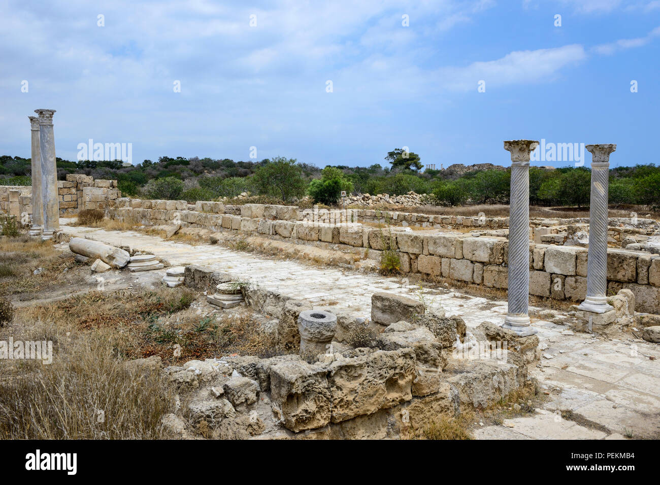 Ruins of Roman Baths next to the fish market at Salamis near Famagusta ...