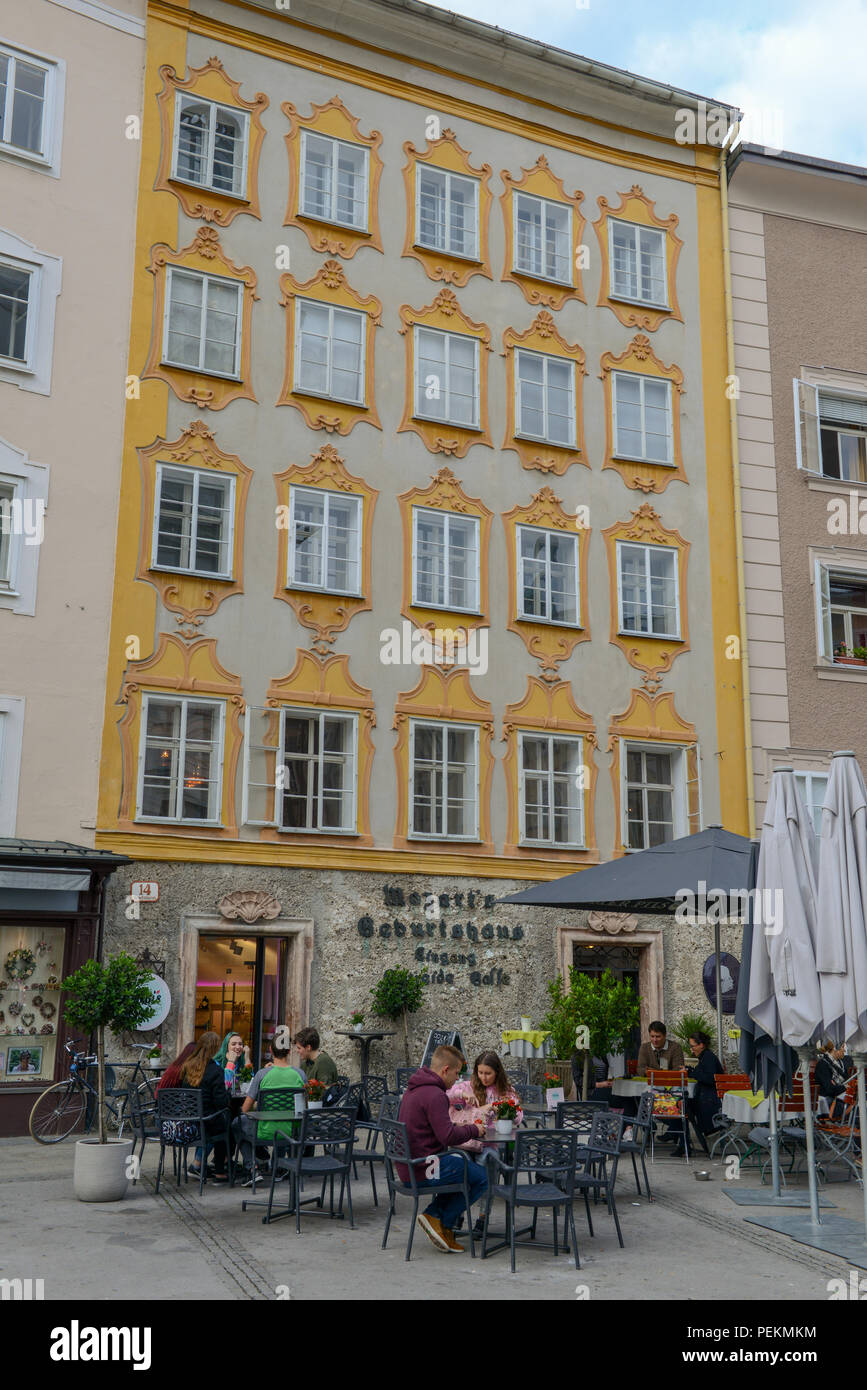 Salzburg, Austria - 26 June 2018: Birth house of Wolfgang Amadeus ...