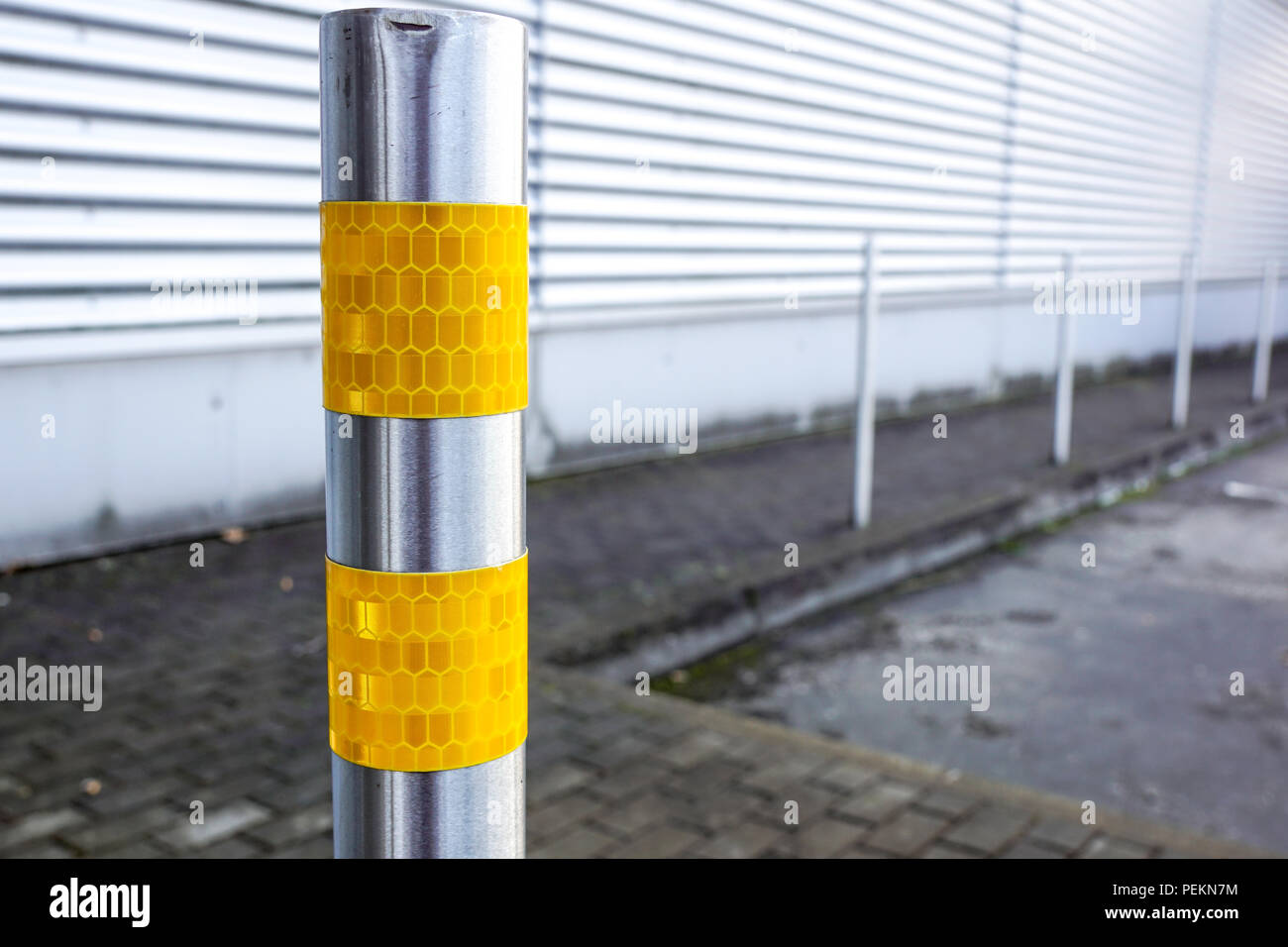 traffic bollard for safety street and structure at parking lot Stock ...