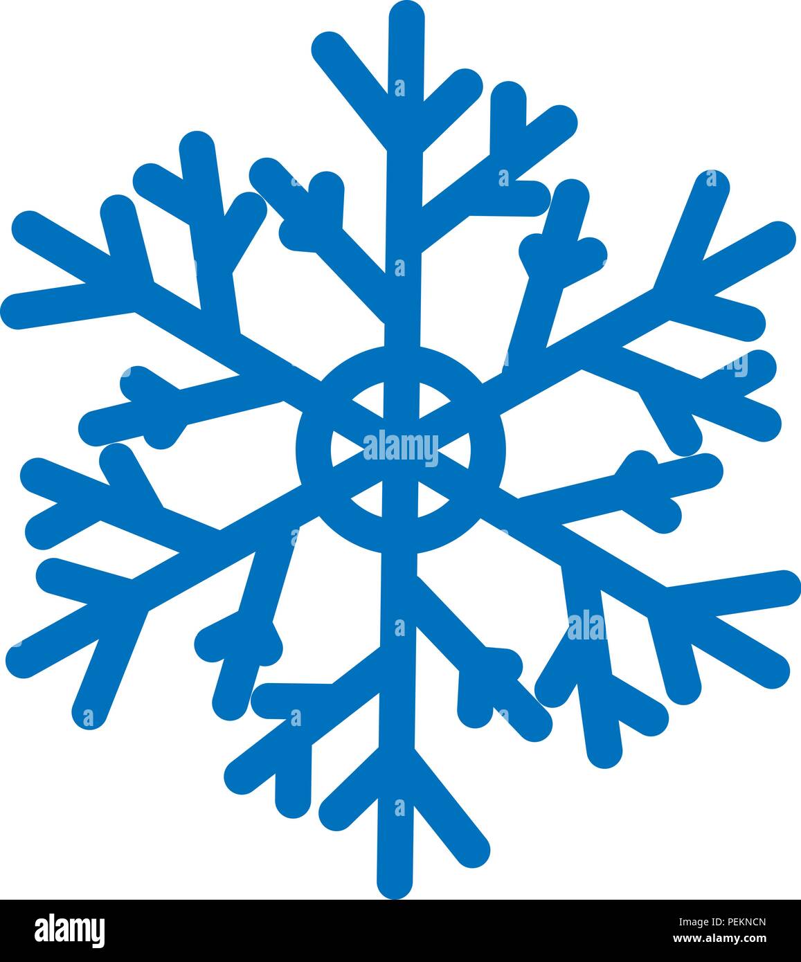 Blue ornate vector snowflake isolated on white background. Flat icon ...