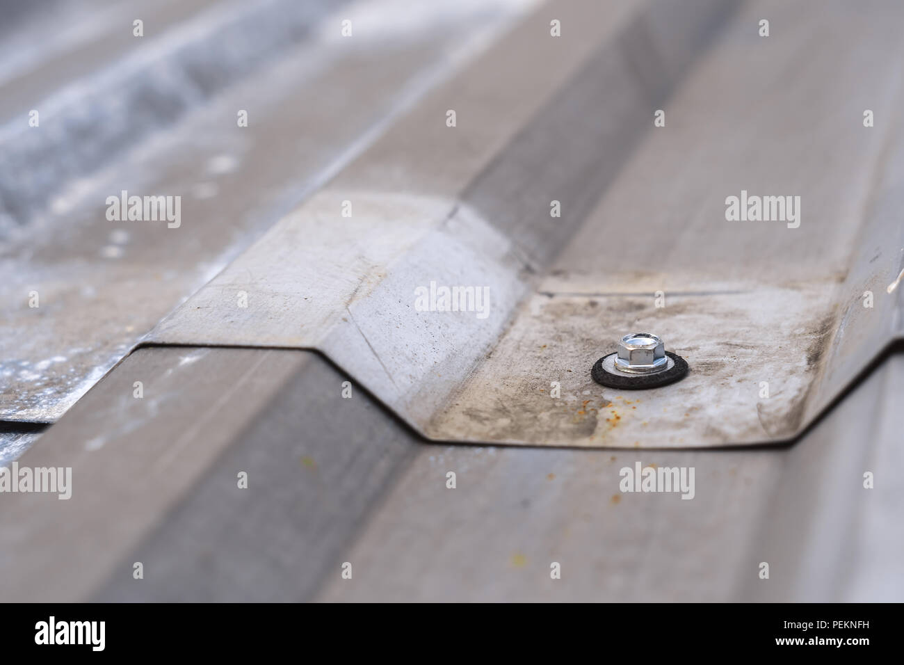 gray corrugated metal cladding on industrial building roof Stock Photo ...