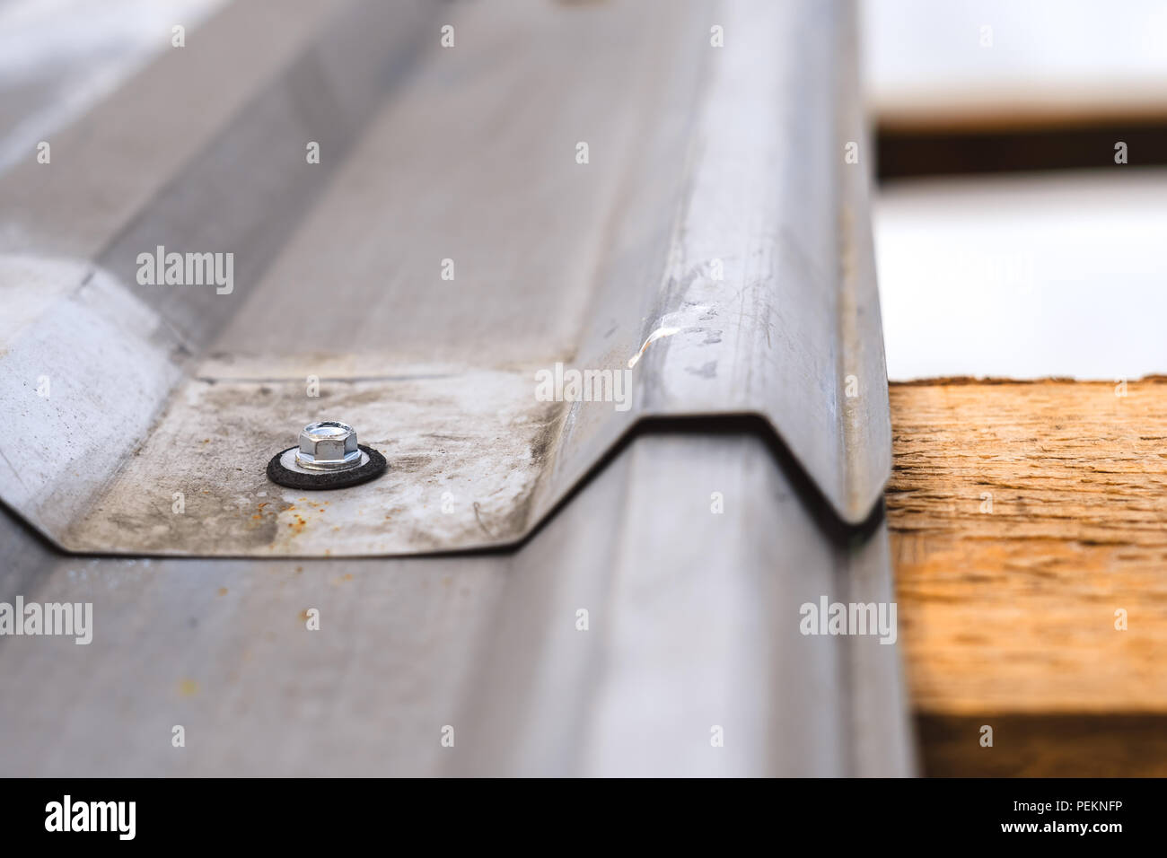 gray corrugated metal cladding on industrial building roof Stock Photo ...
