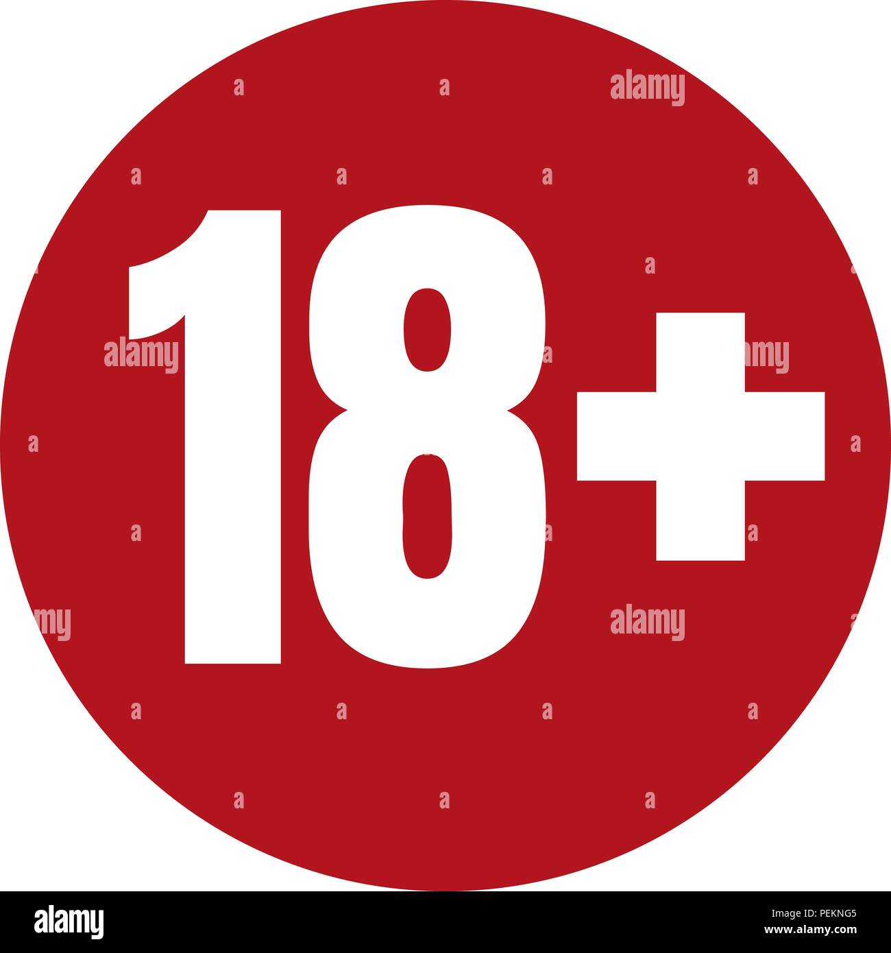 Limit age icon on red background. Icons age limit from 18, vector flat ...