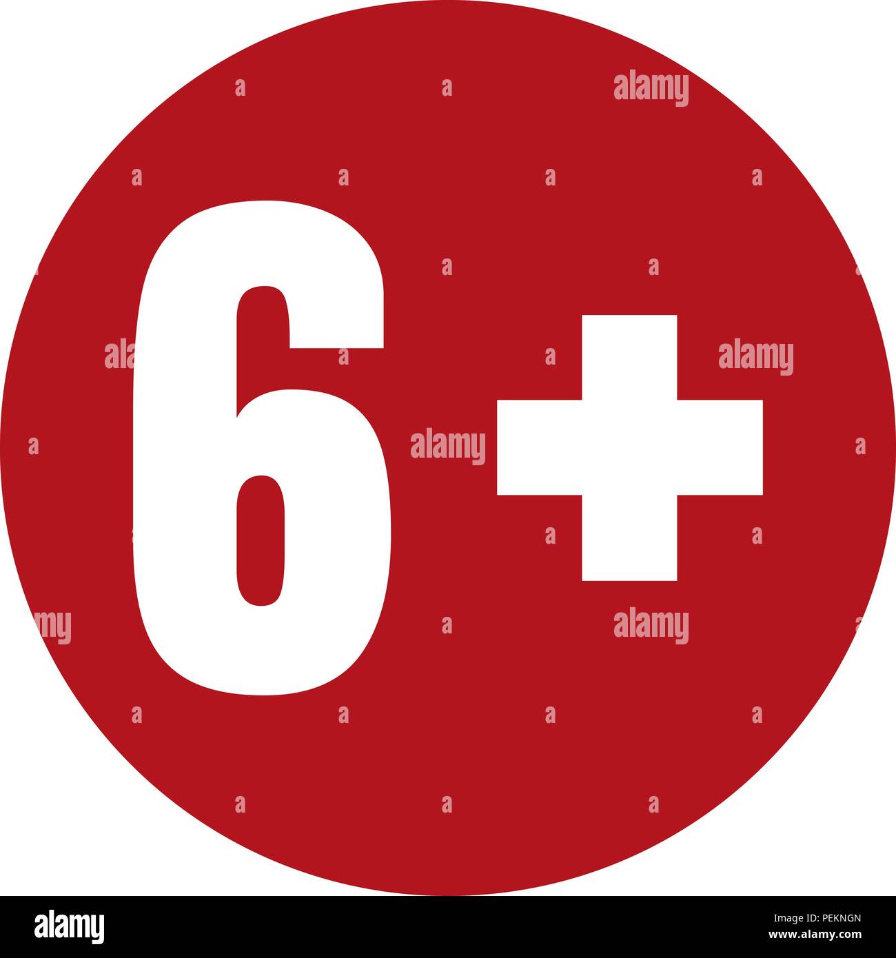 Limit age icon on red background. Icons age limit from six, vector flat ...