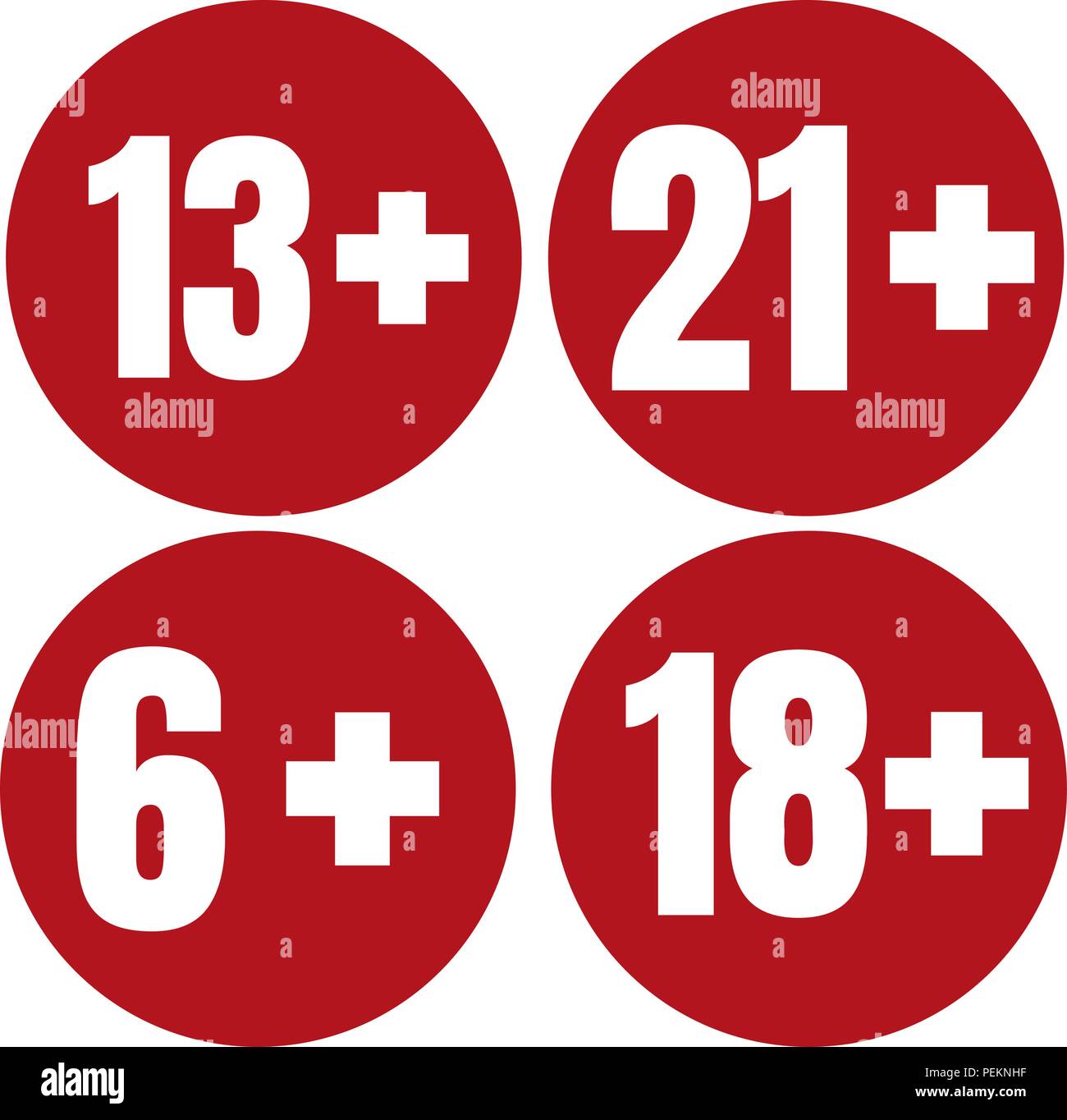 Limit age icon on red background. Icons age limit from six to twenty ... Limit age icon on red background. Icons age limit from six to twenty ...