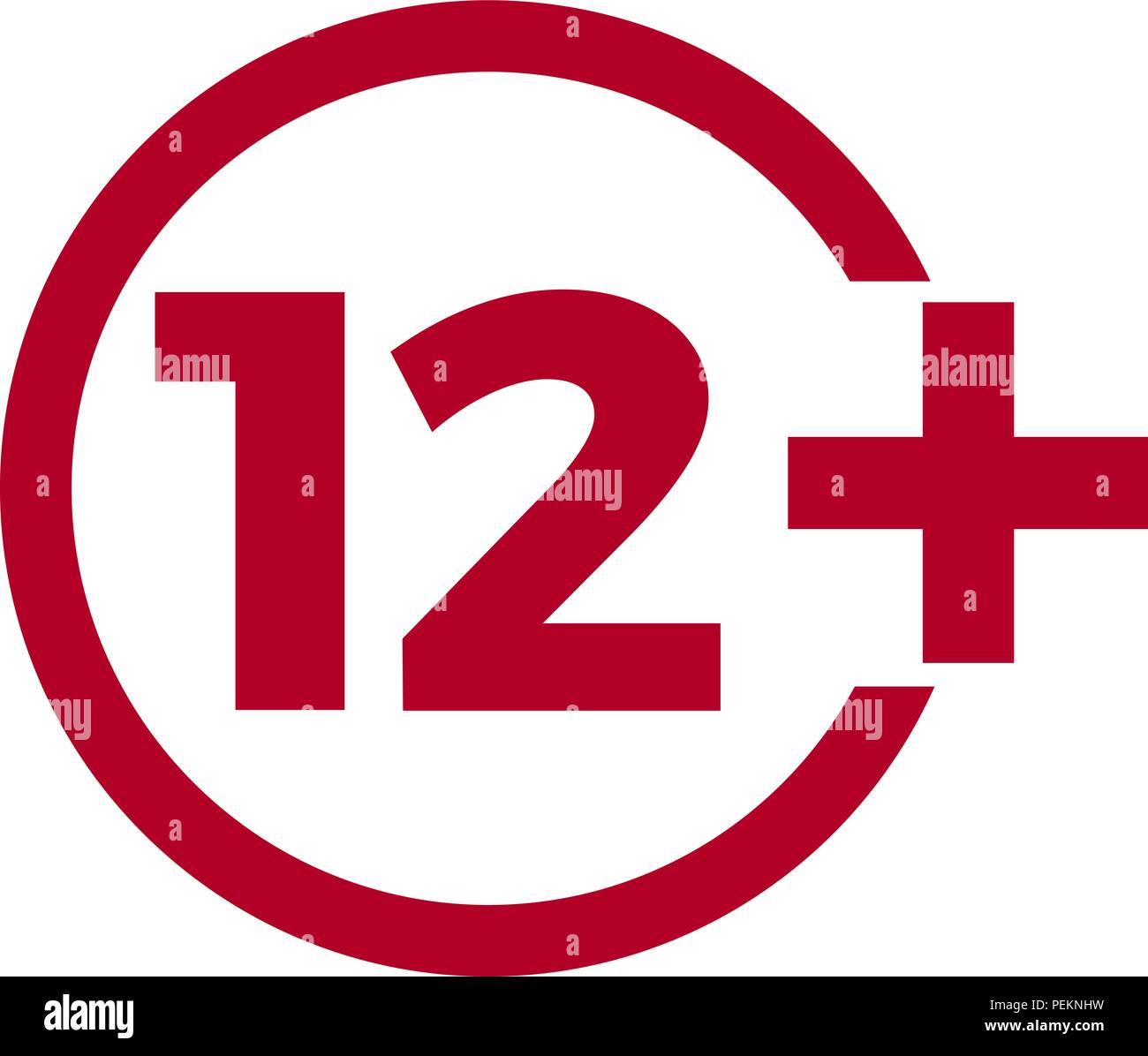 Limit age icon on red background. Icons age limit from twelve, vector ...