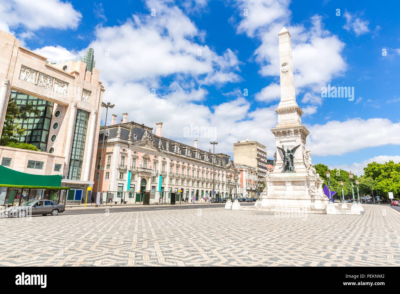 Restauradores Square with Monument to the Restorers Lisbon, Portugal ...
