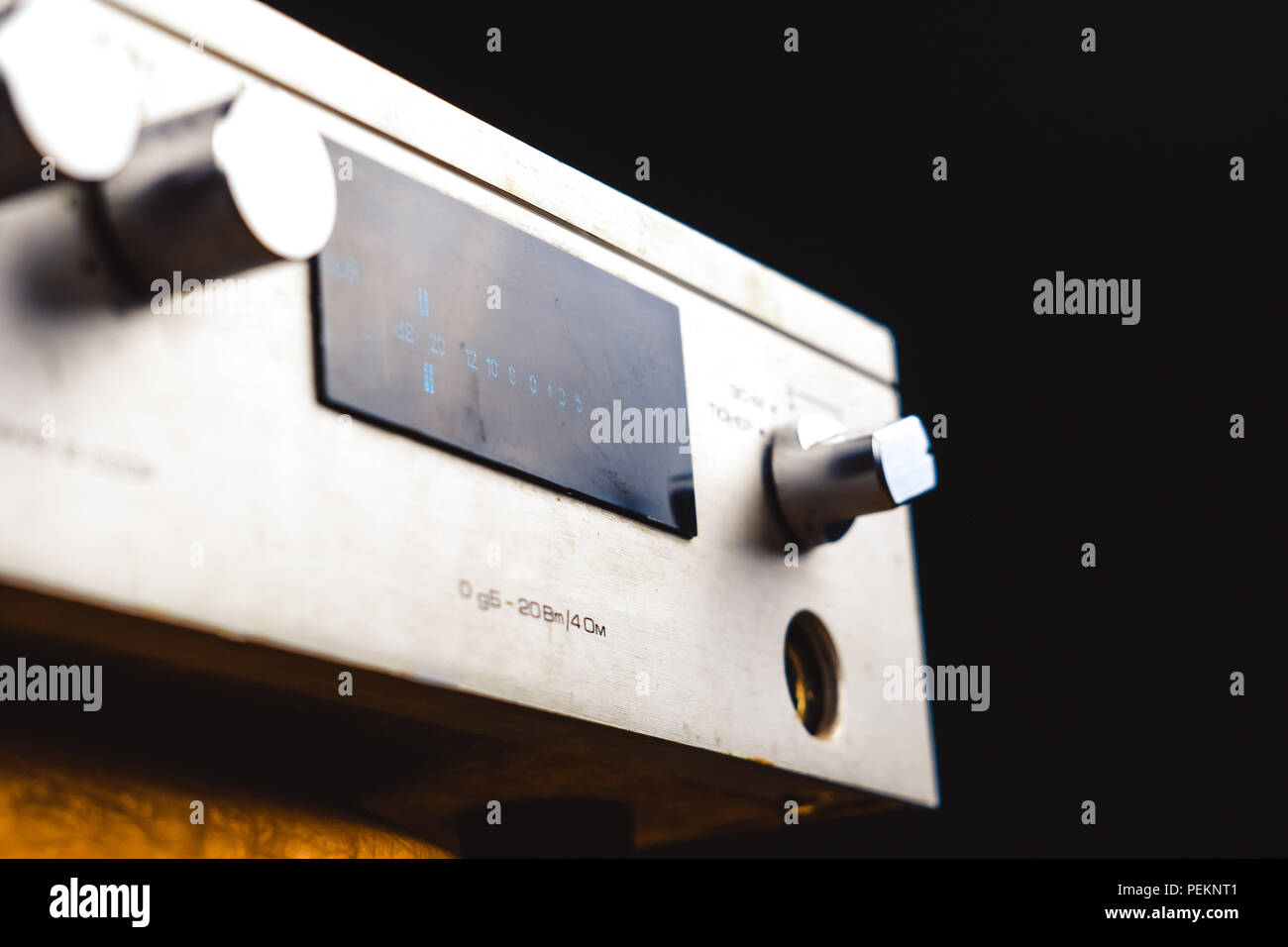 old Soviet audio amplifier, volume controls closeup Stock Photo - Alamy