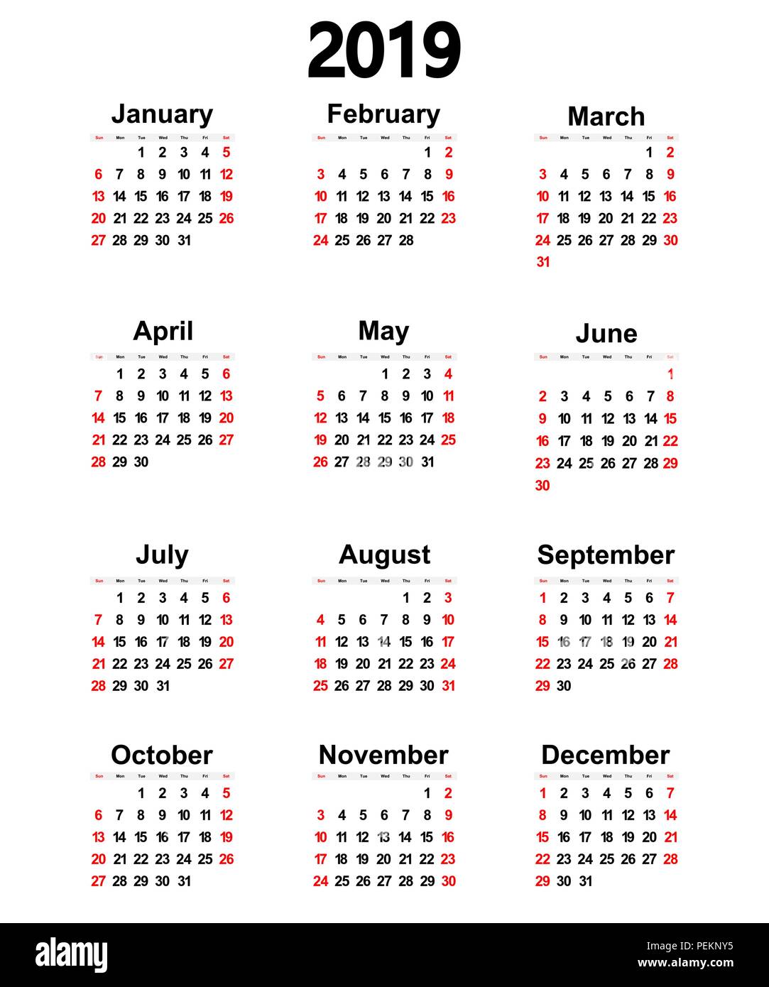 Great new wall calendar 2019. Vector illustration Stock Vector Image ...