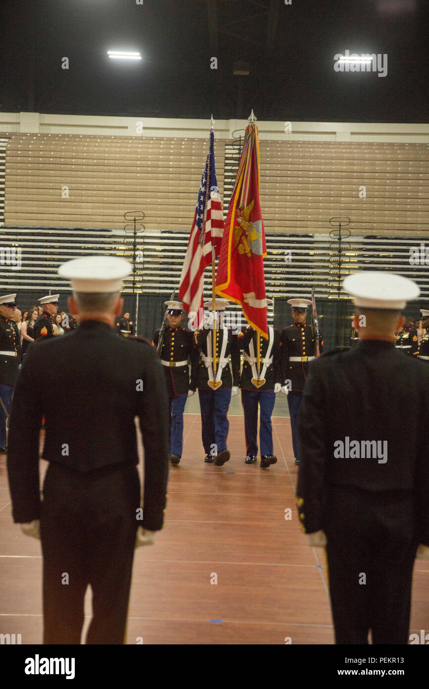 Marines with 1st Battalion, 8th Marine Regiment color guard get ready ...