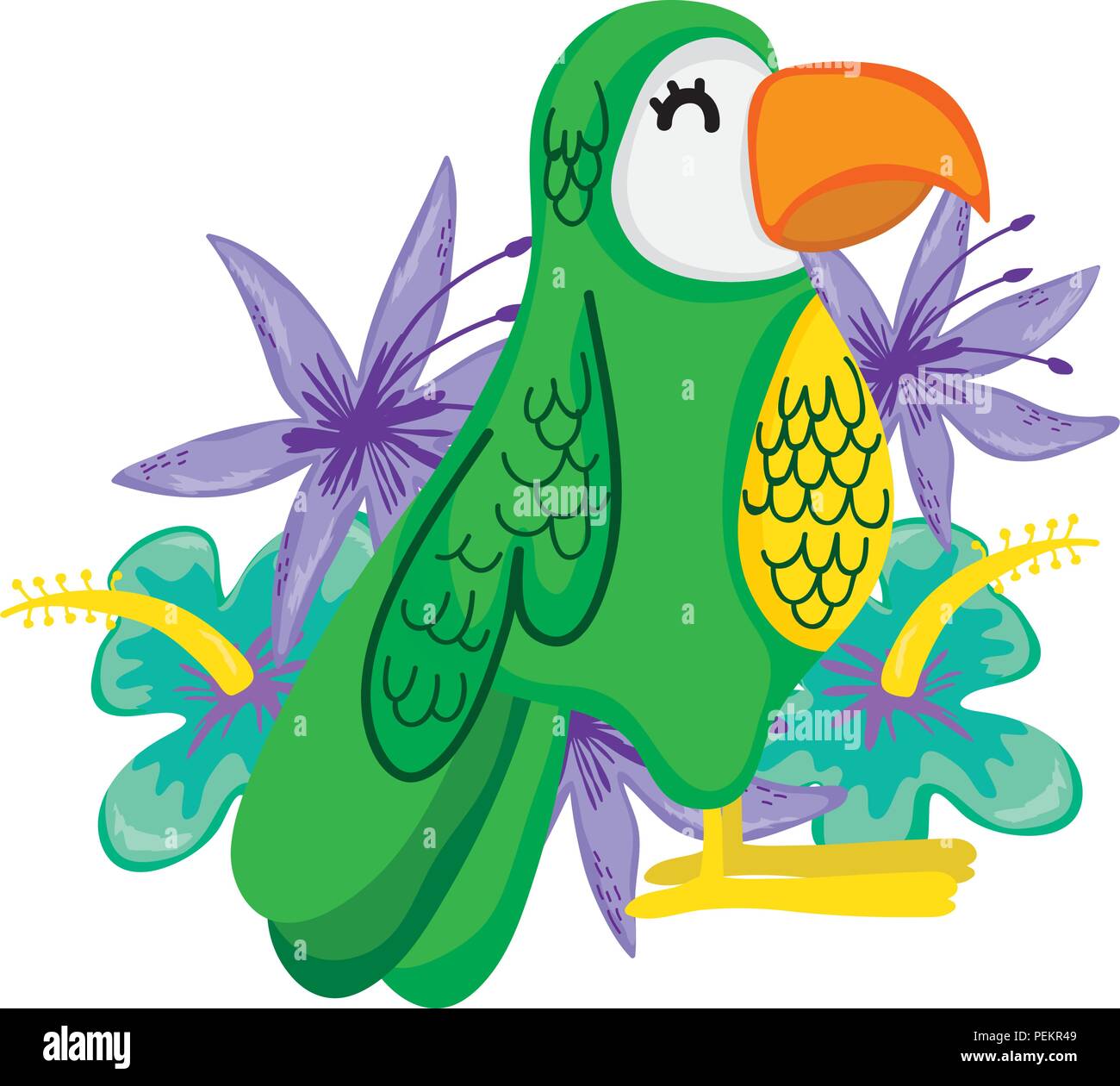 beauty parrot bird with tropical plants Stock Vector Image & Art - Alamy