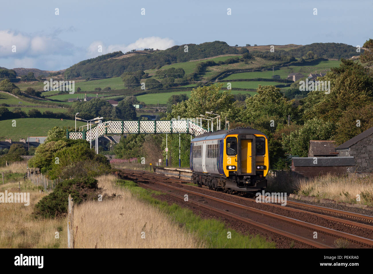 An Arriva Northern rail class 156 sprinter train at Kirkby In Furness ...