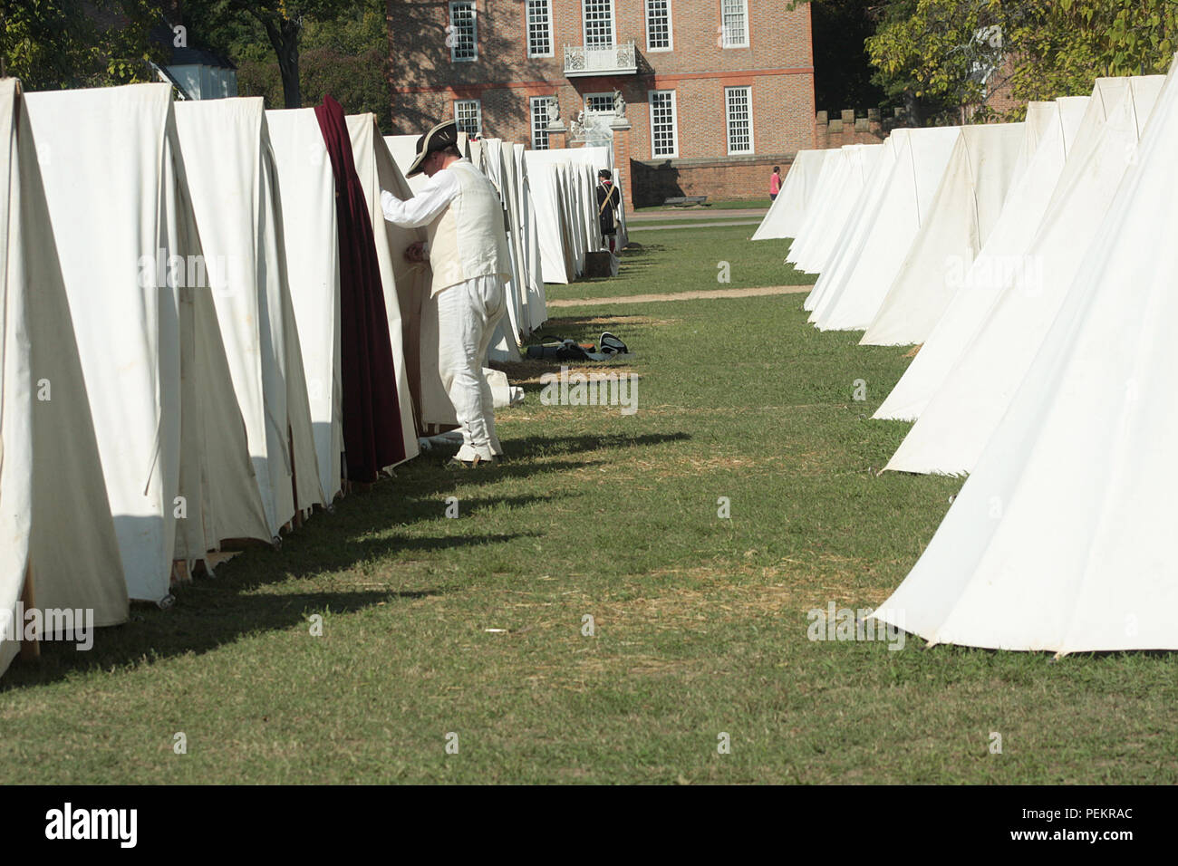 A Continental Army reenactment camp in Colonial Williamsburg, Virginia ...