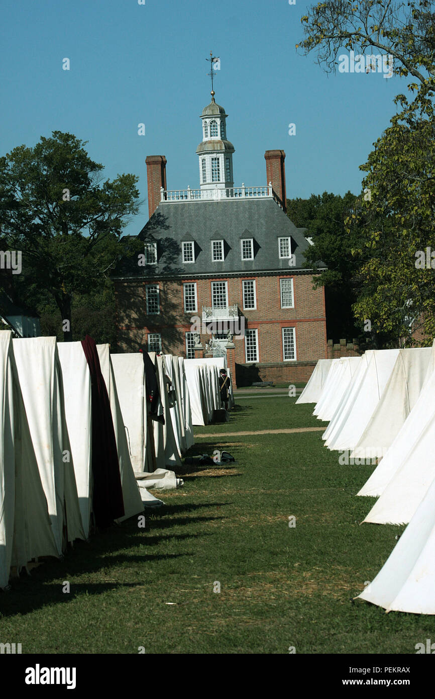 A Continental Army reenactment camp in Colonial Williamsburg, Virginia ...