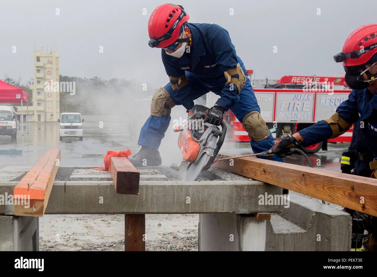 Tsukasa Teruya, a driver operator with U.S. Army Garrison Japan Fire ...