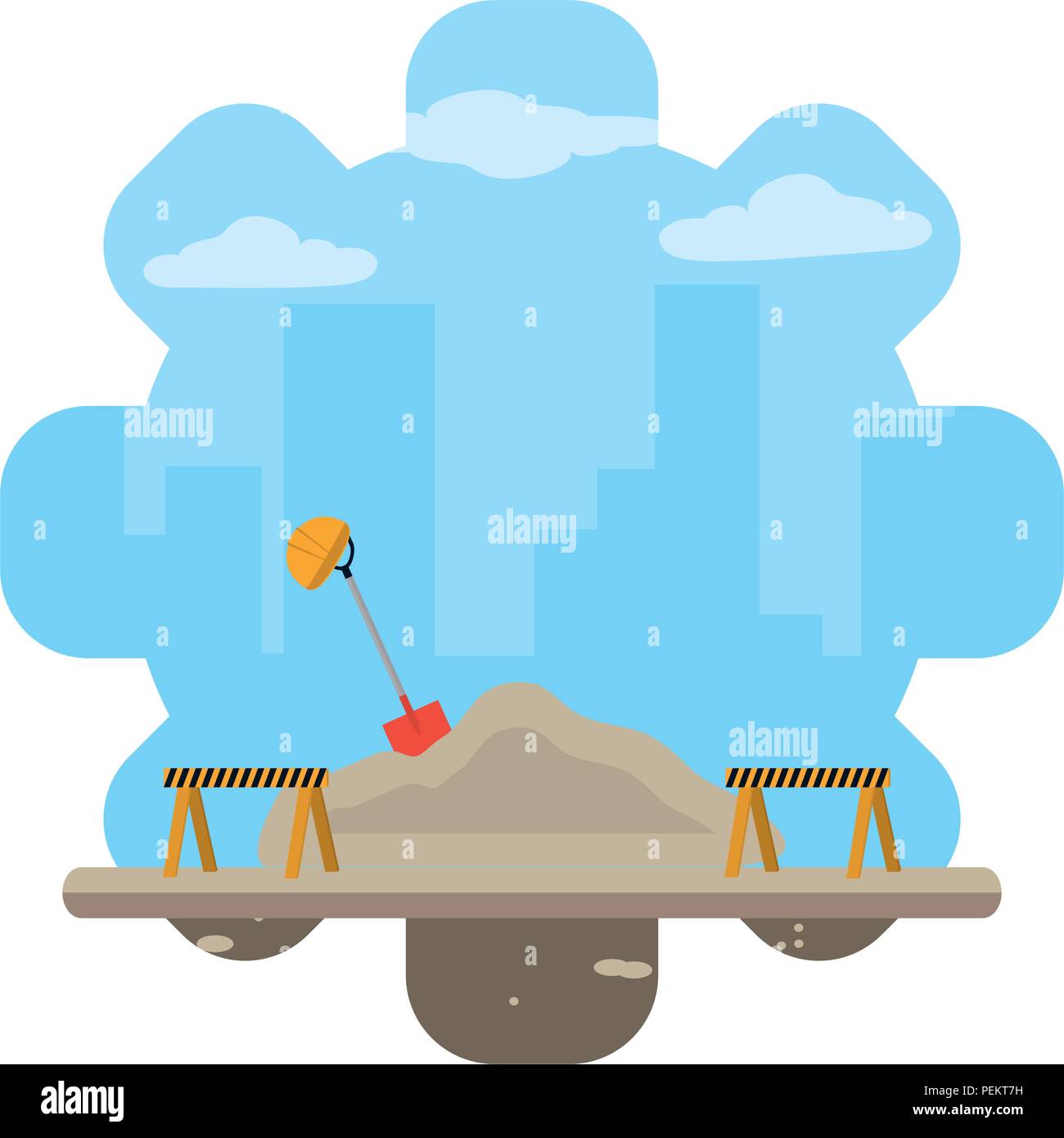 construction equipment with cement and caution sign Stock Vector Image ...