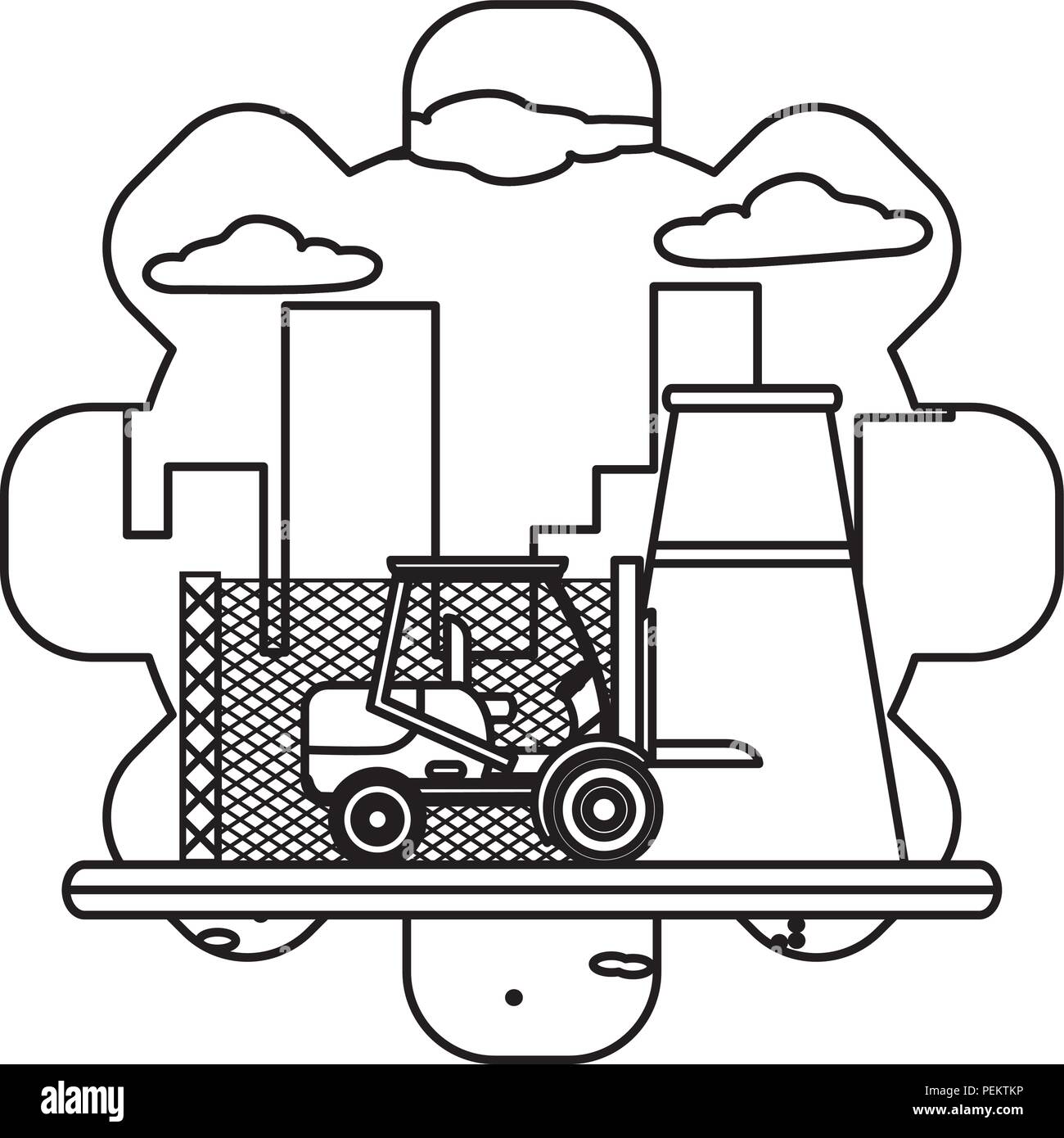 line industry factory and forklift construction machine Stock Vector ...