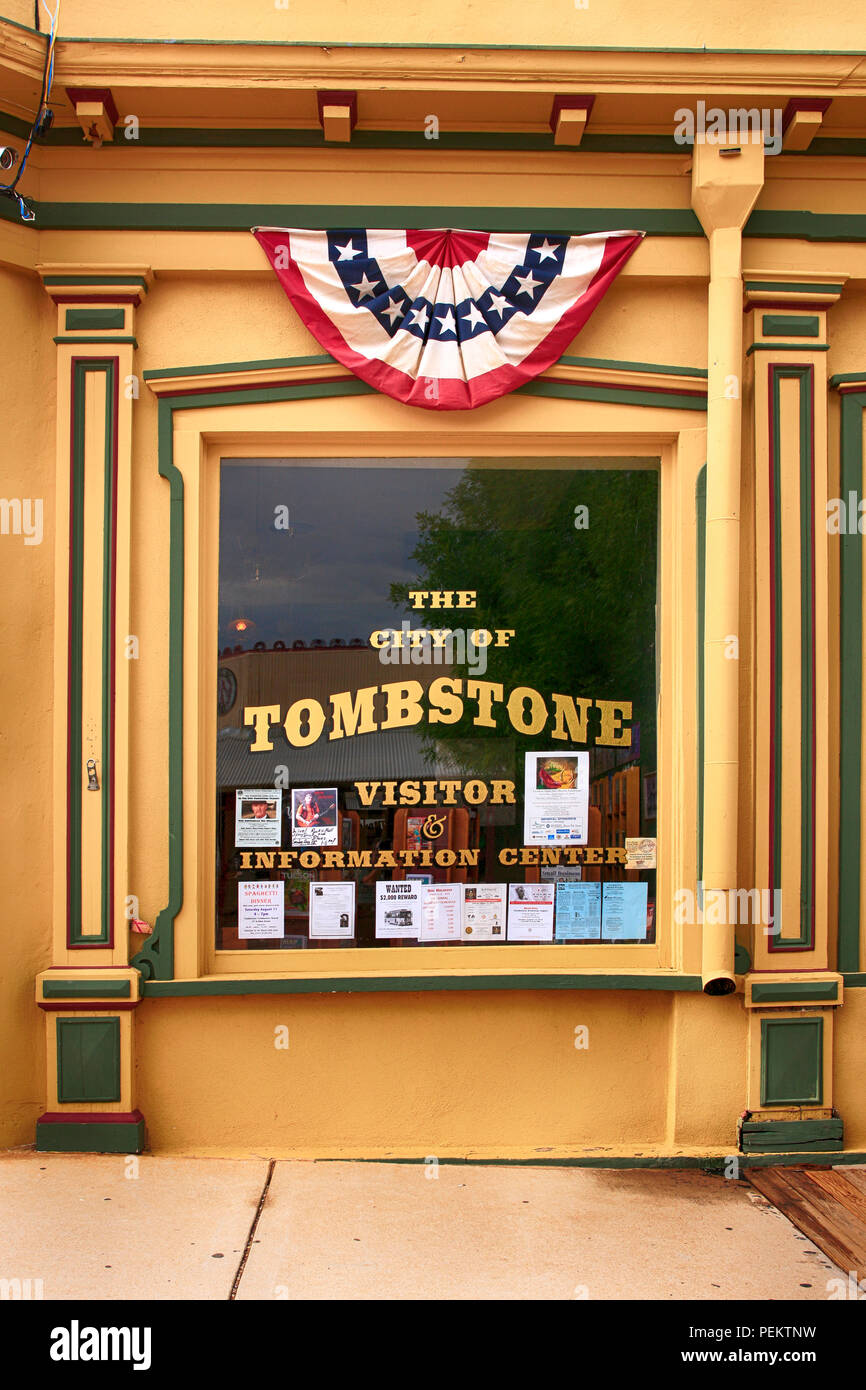 Window at the Tombstone Visitor Center on the corner of E Allen and S ...